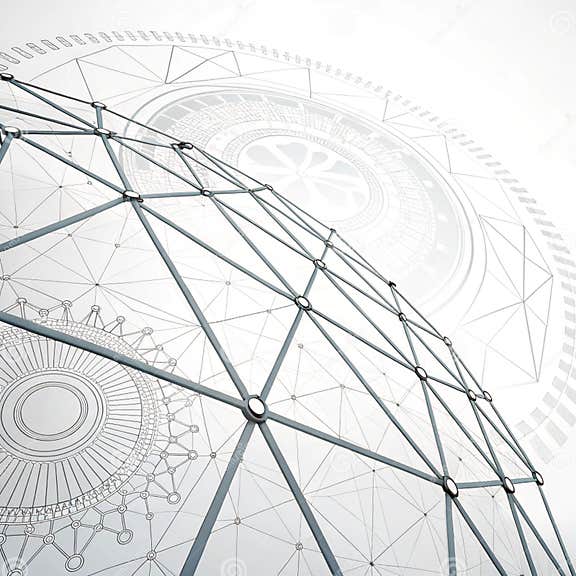 Gray Abstract Wireframe Technology Background Isolated on Transparent ...
