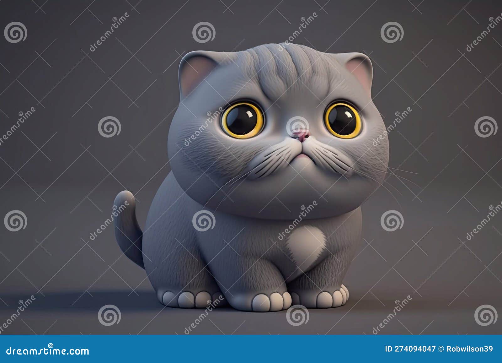 Cartoon Scottish Fold Cat, Generative AI Stock Illustration ...