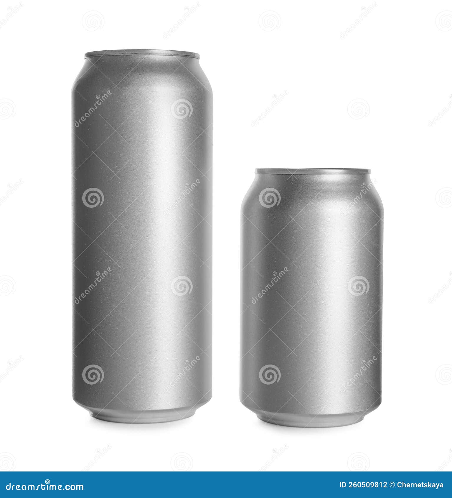 Gray Aluminum Cans on White Background. Mockup for Design Stock Photo ...