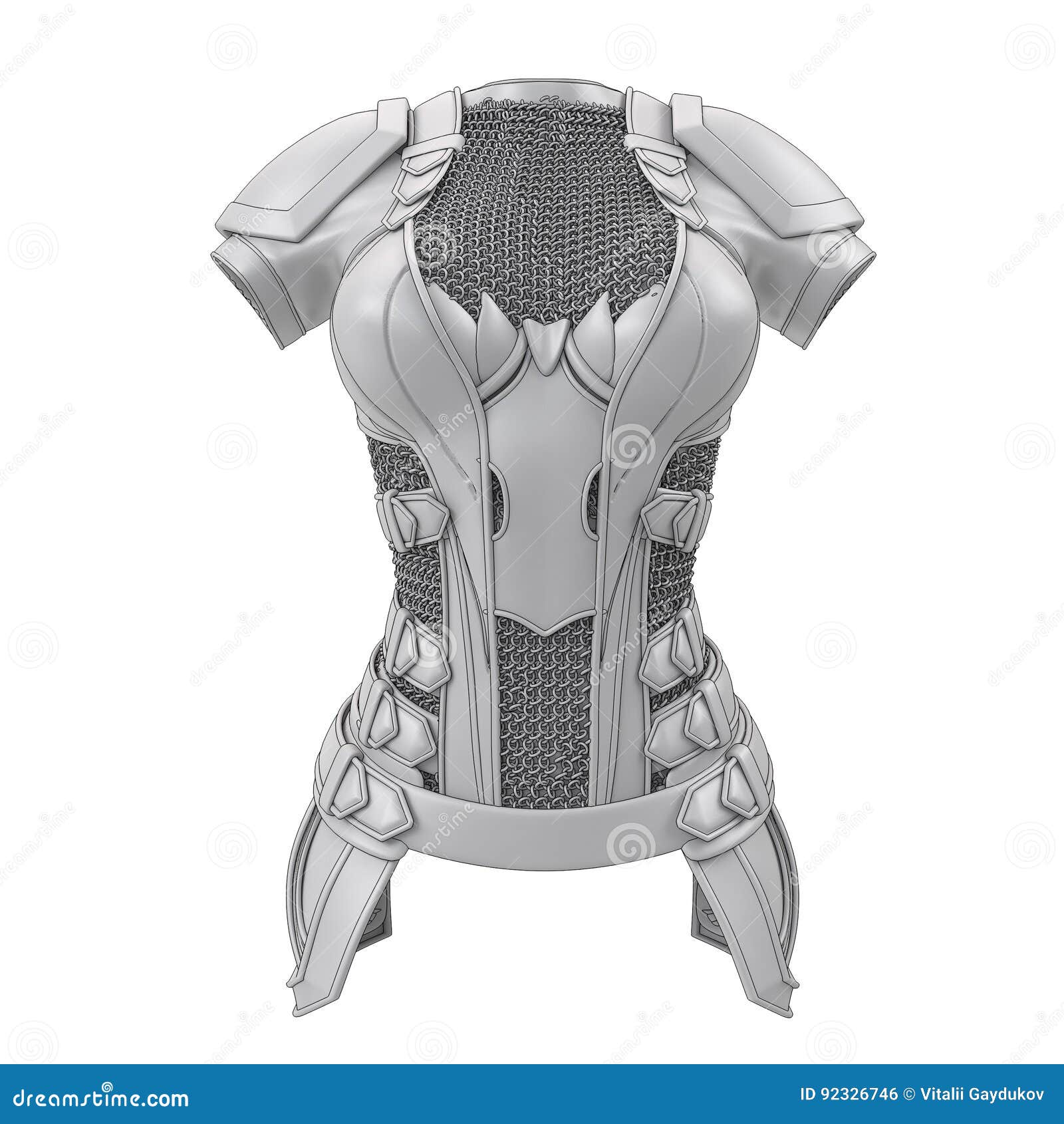 Gray Armor Stylized for Cartoon Style on Isolated White Background. 3d ...