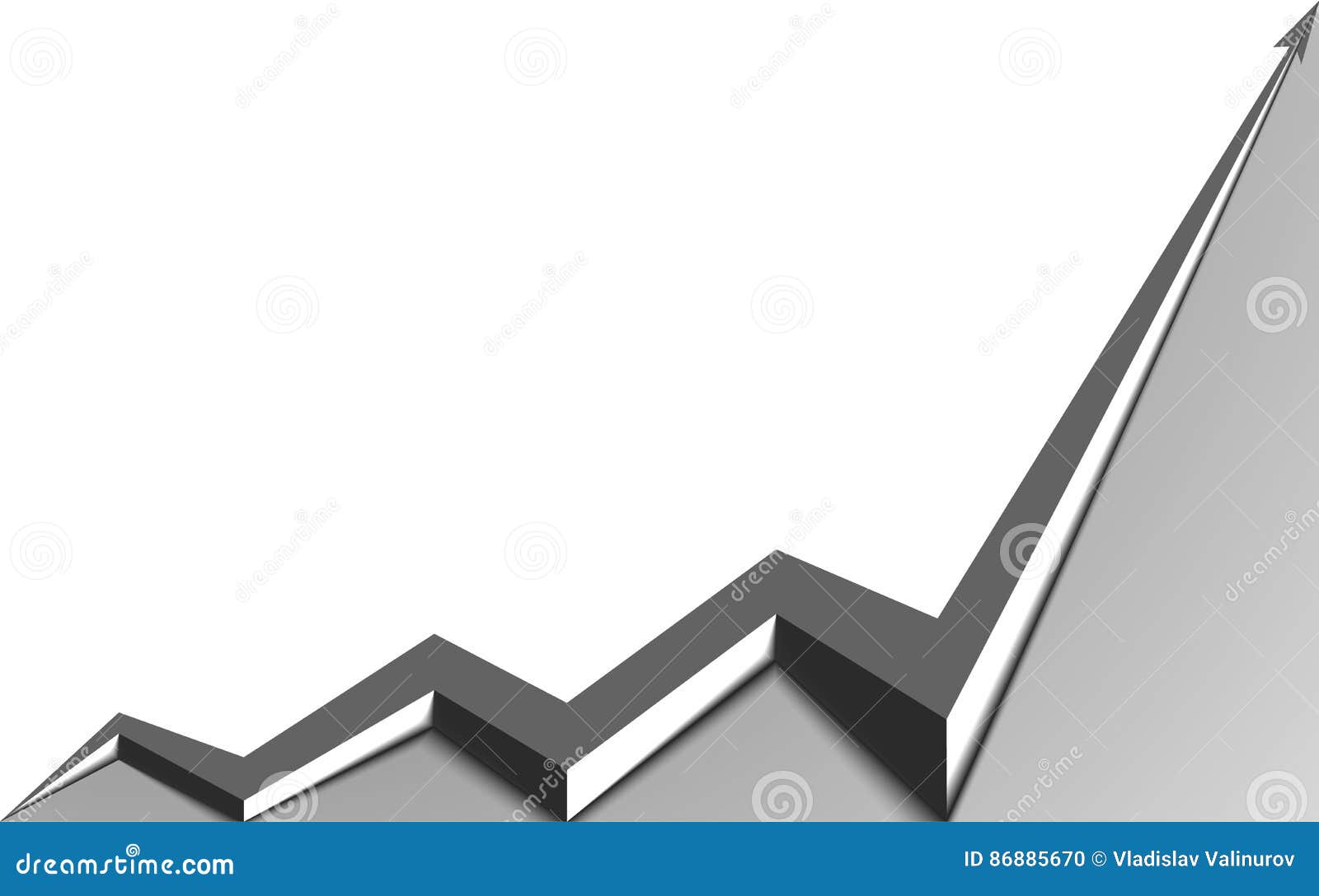 Gray Arrow Graph Goes Up White Background Stock Vector - Illustration ...