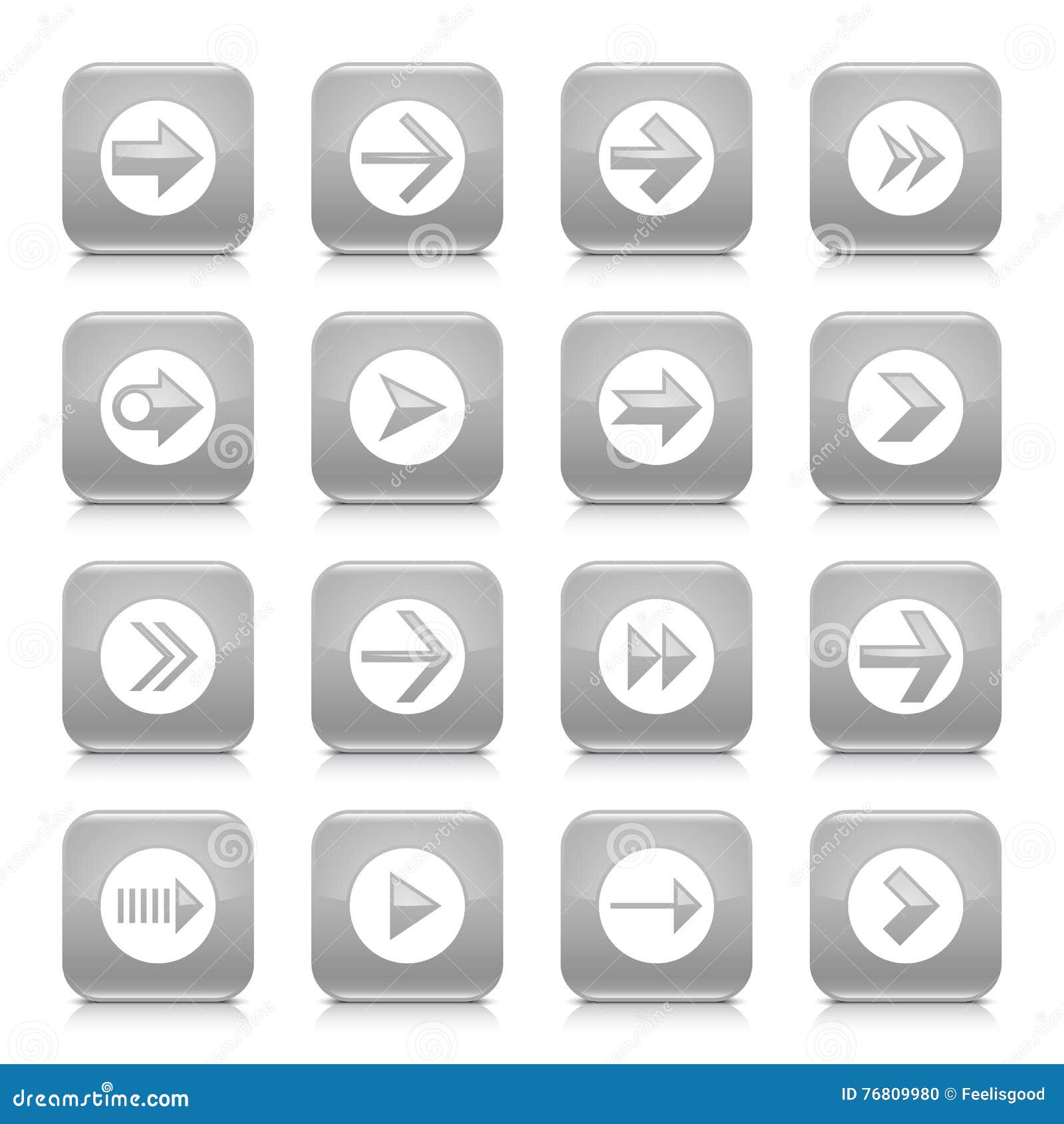 Gray Arrow Sign Rounded Square Icon Web Button Stock Vector ...