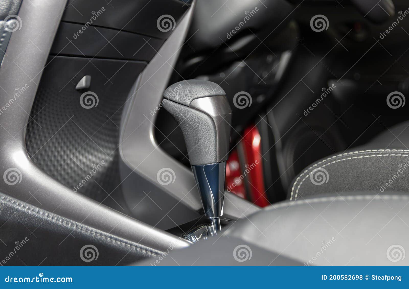 Gray Automatic Gear Handle in Car Interior Stock Photo - Image of park ...