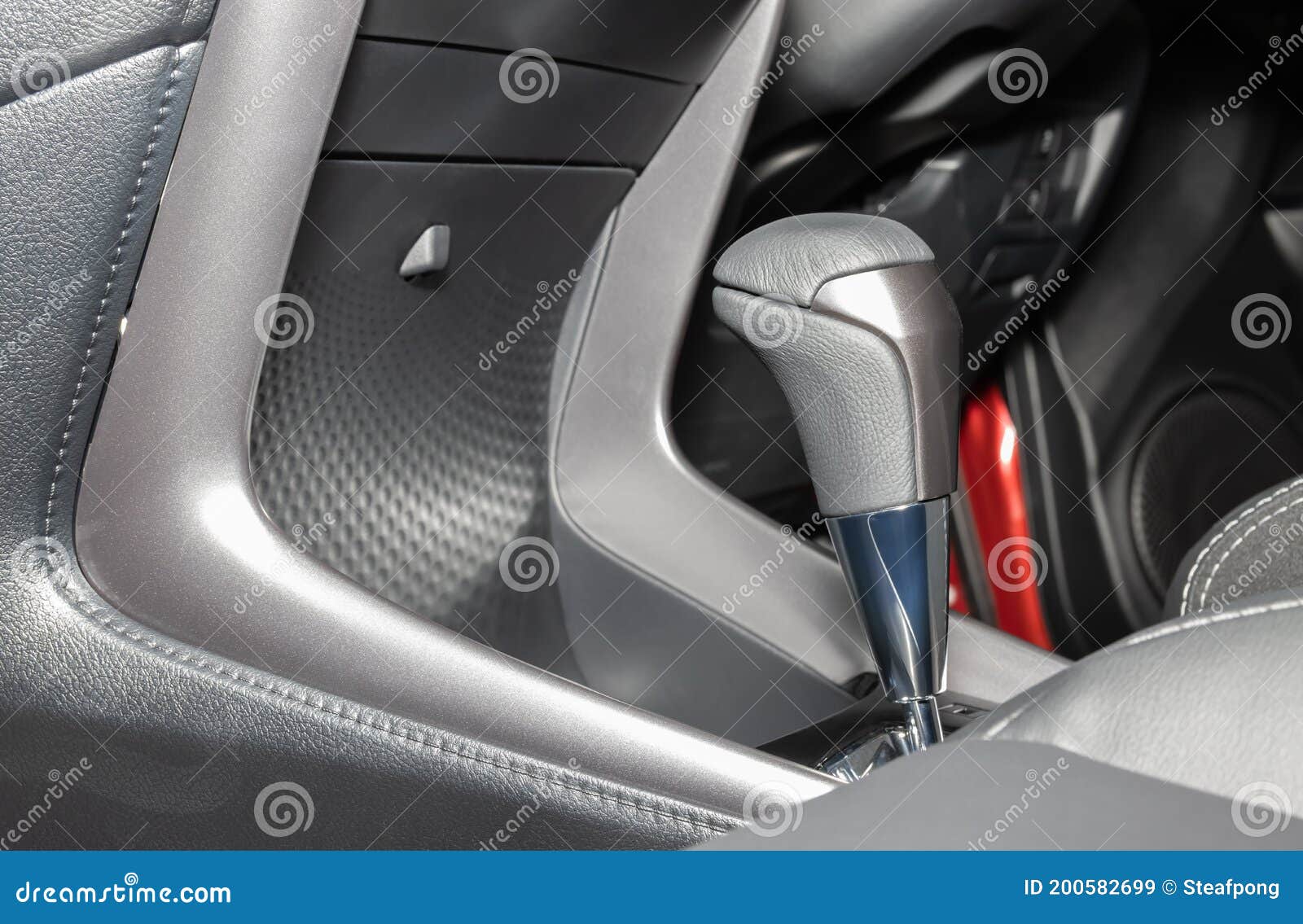 Gray Automatic Gear Handle in Car Interior on Right Frame Stock Image ...