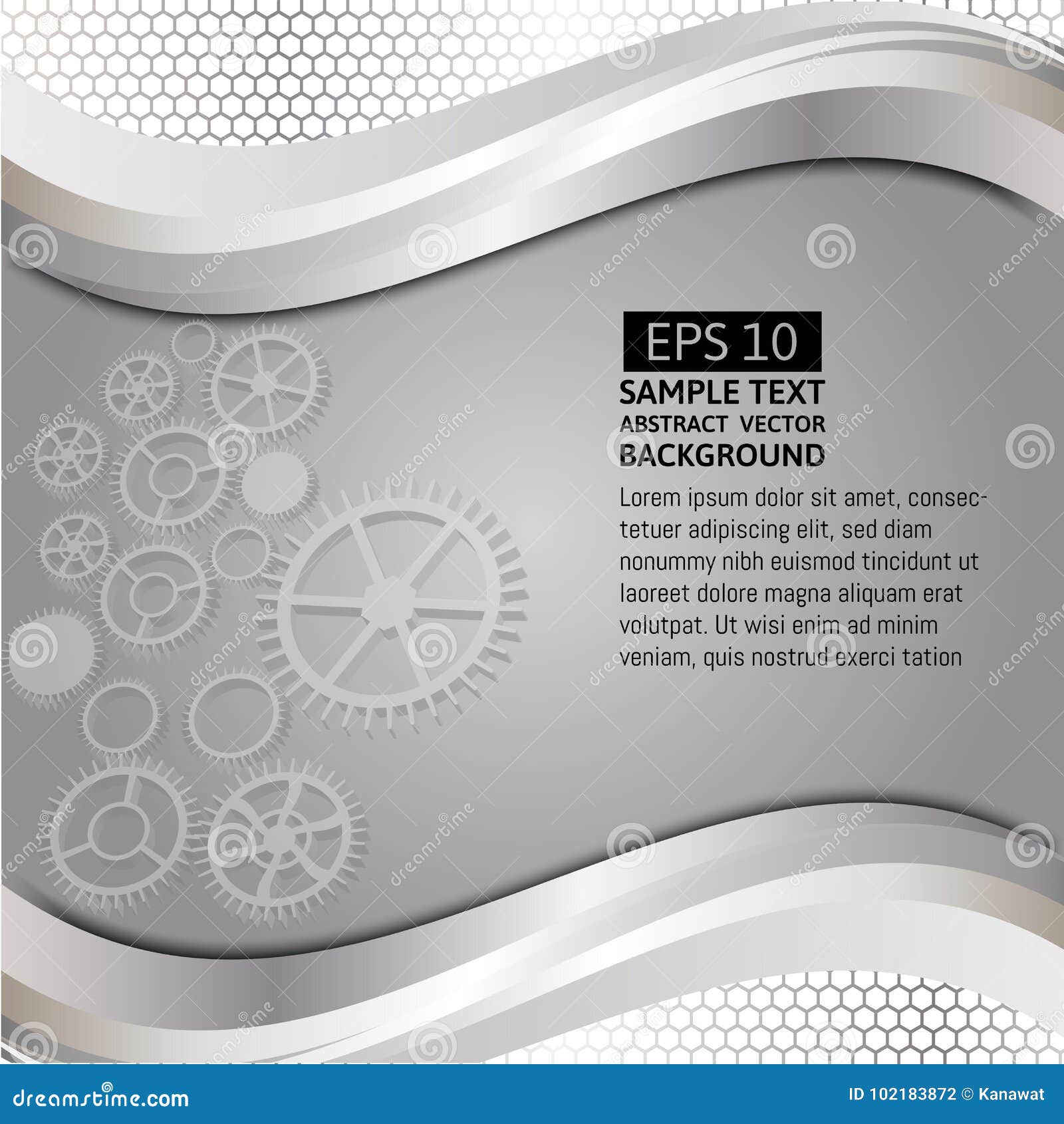 Gray Background and White Gears Abstract Technology Vector with Copy ...