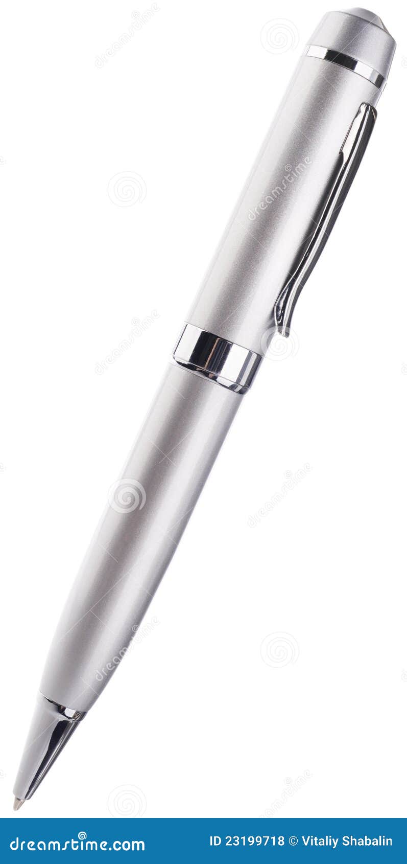 Gray Ball-point Pen Isolated Stock Photo - Image of stationery, silver ...