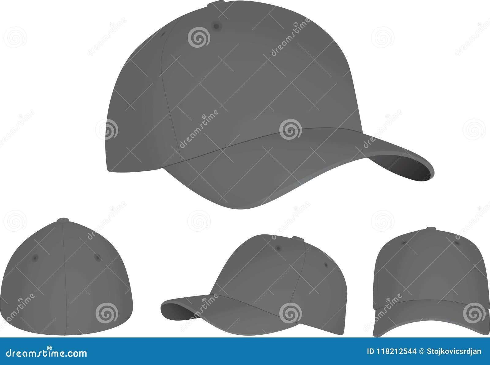 Gray baseball cap stock vector. Illustration of rear - 118212544