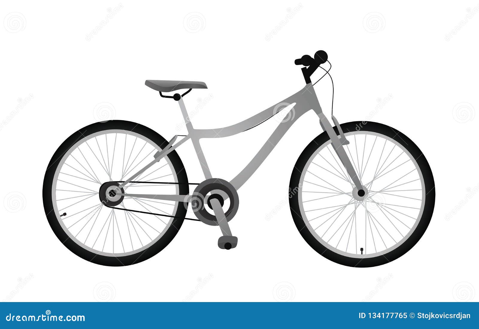 Gray Bicycle on White Background Stock Vector - Illustration of bicycle ...