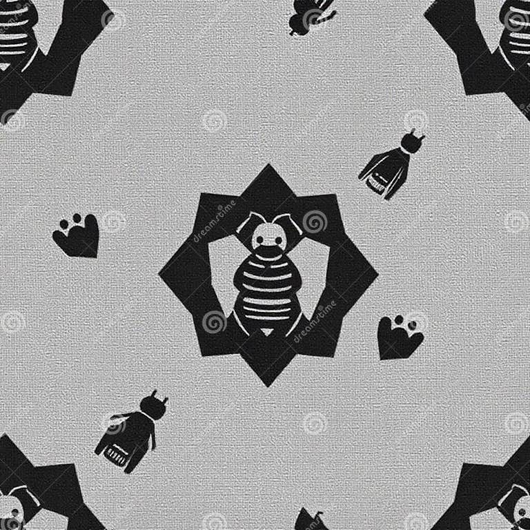 Gray and Black Hive Printed Textile Pattern Stock Illustration ...