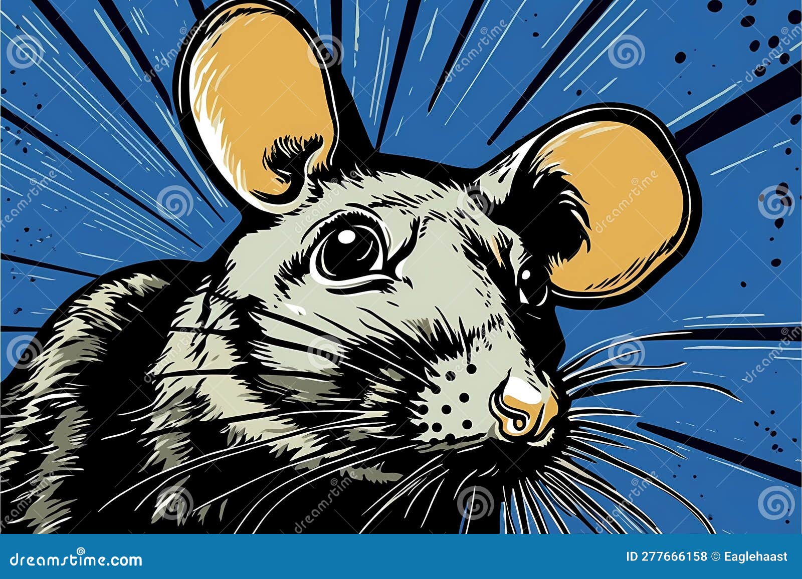 A Gray Black Mouse with Big Ears Sniffs Stock Illustration ...