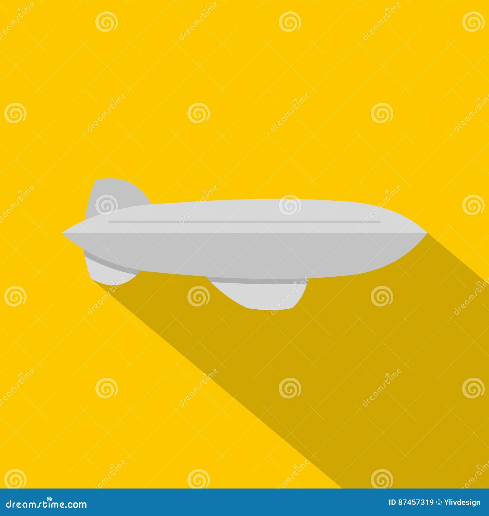 Gray Blimp Aircraft Flying Icon, Flat Style Stock Vector - Illustration ...