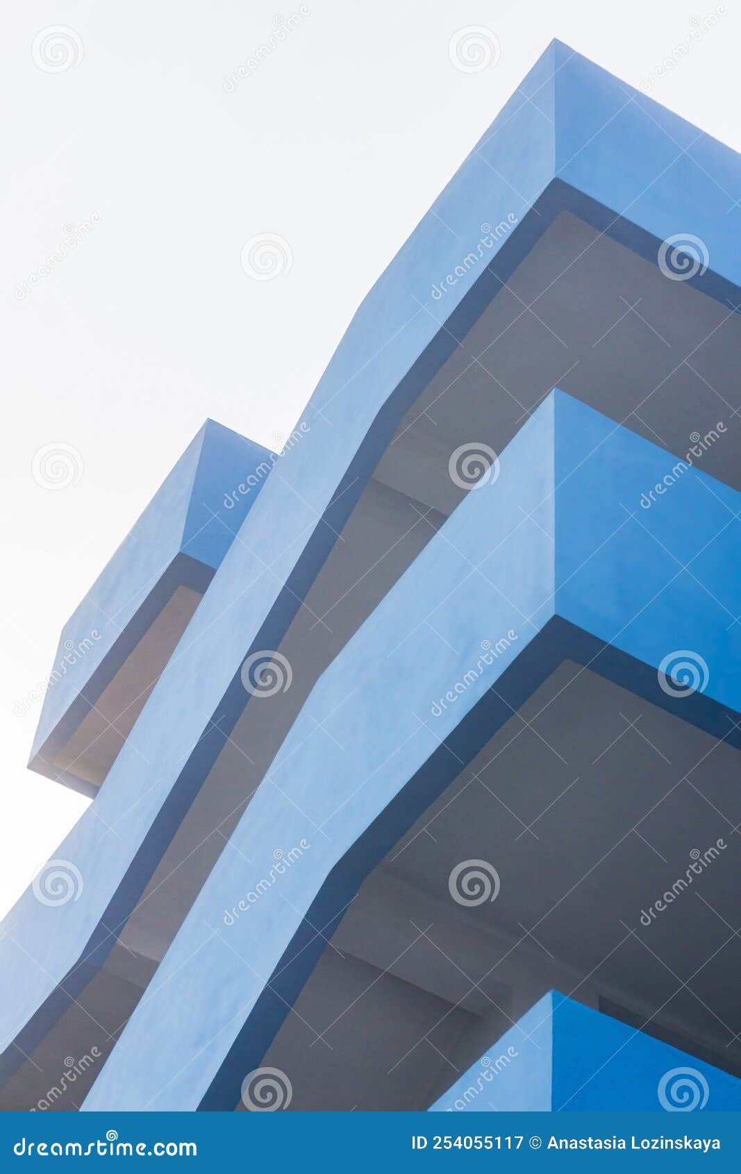 Gray - Blue Architectural Building Bottom View Stock Image - Image of ...