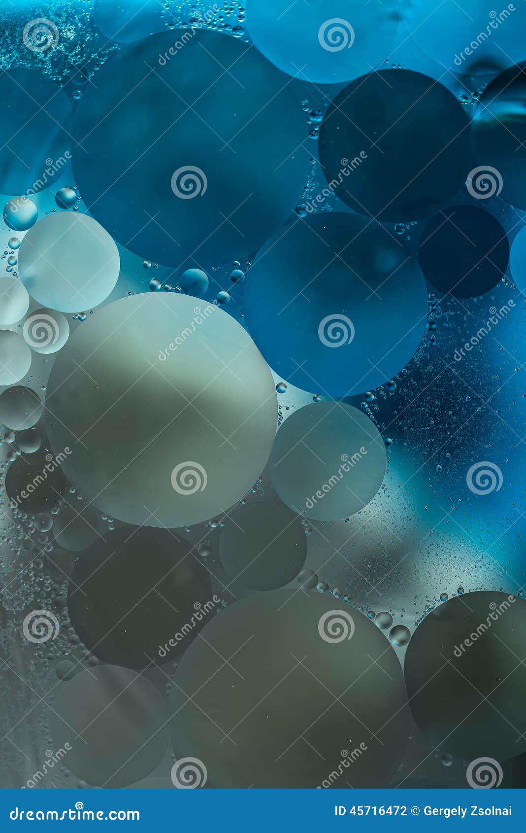 Gray,blue Gradient Oil Drops in the Water -abstract Background Stock ...