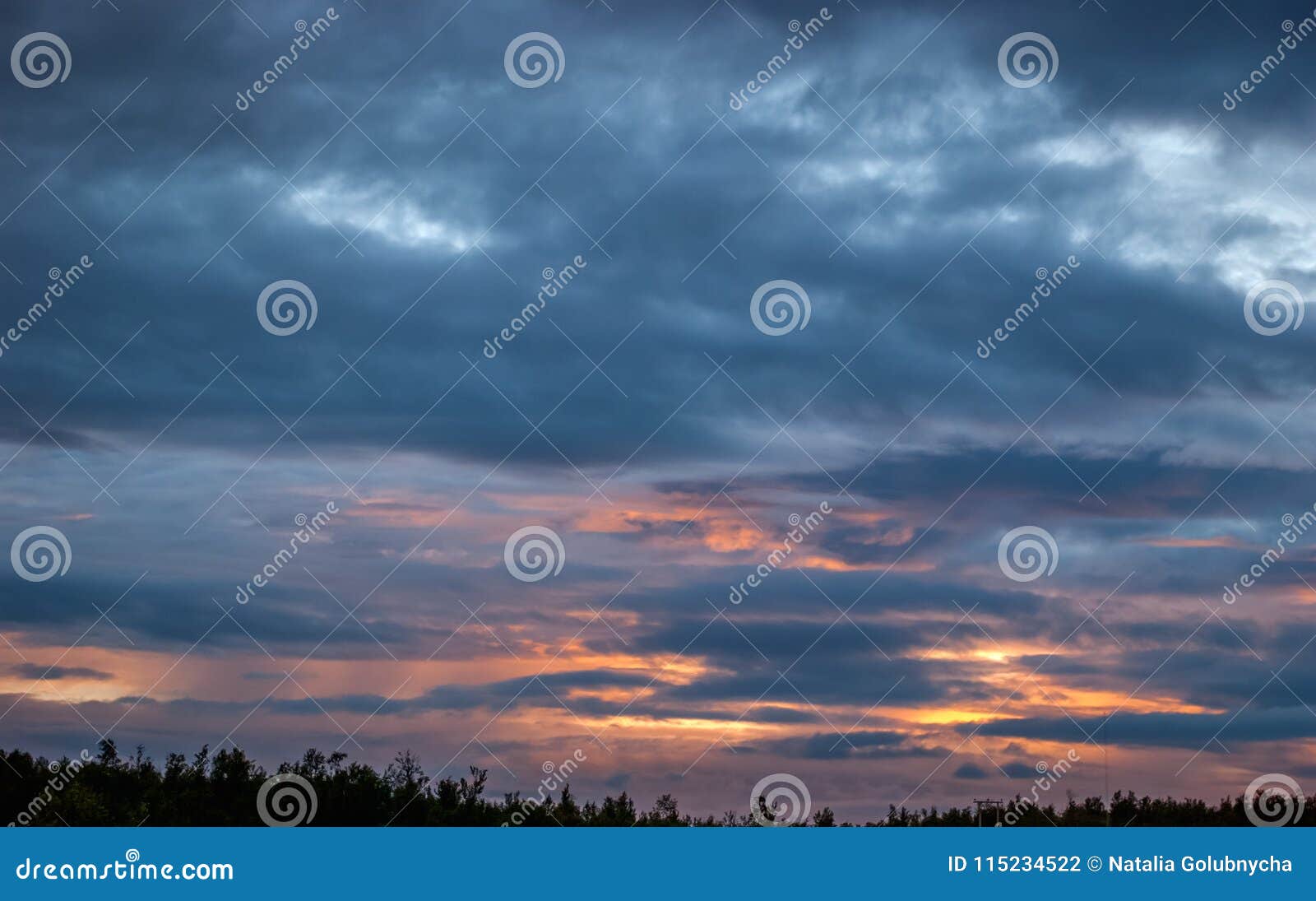 Gray, Blue and Orange Cloud at Sunset Stock Photo - Image of storm ...