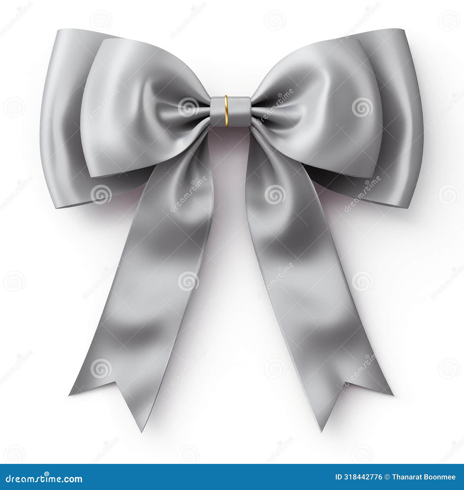 Gray Bow and Ribbon on a Pristine White Background, Ai Generated Stock ...