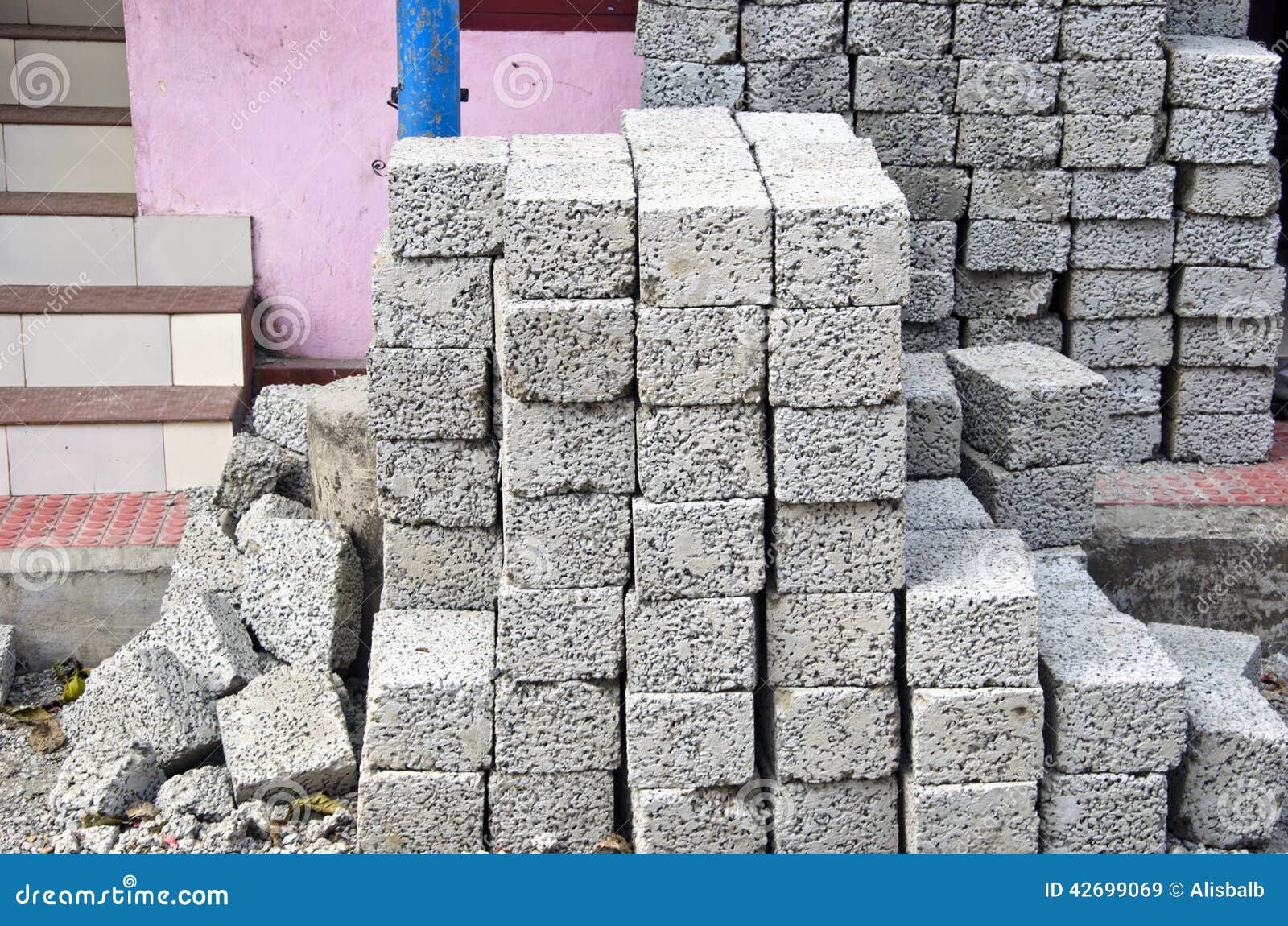 Gray Brick Material Stack in Asia Street Stock Image - Image of ...