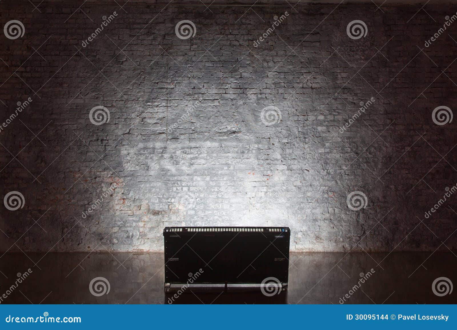 Brick wall lit by lamp stock photo. Image of concrete - 30095144