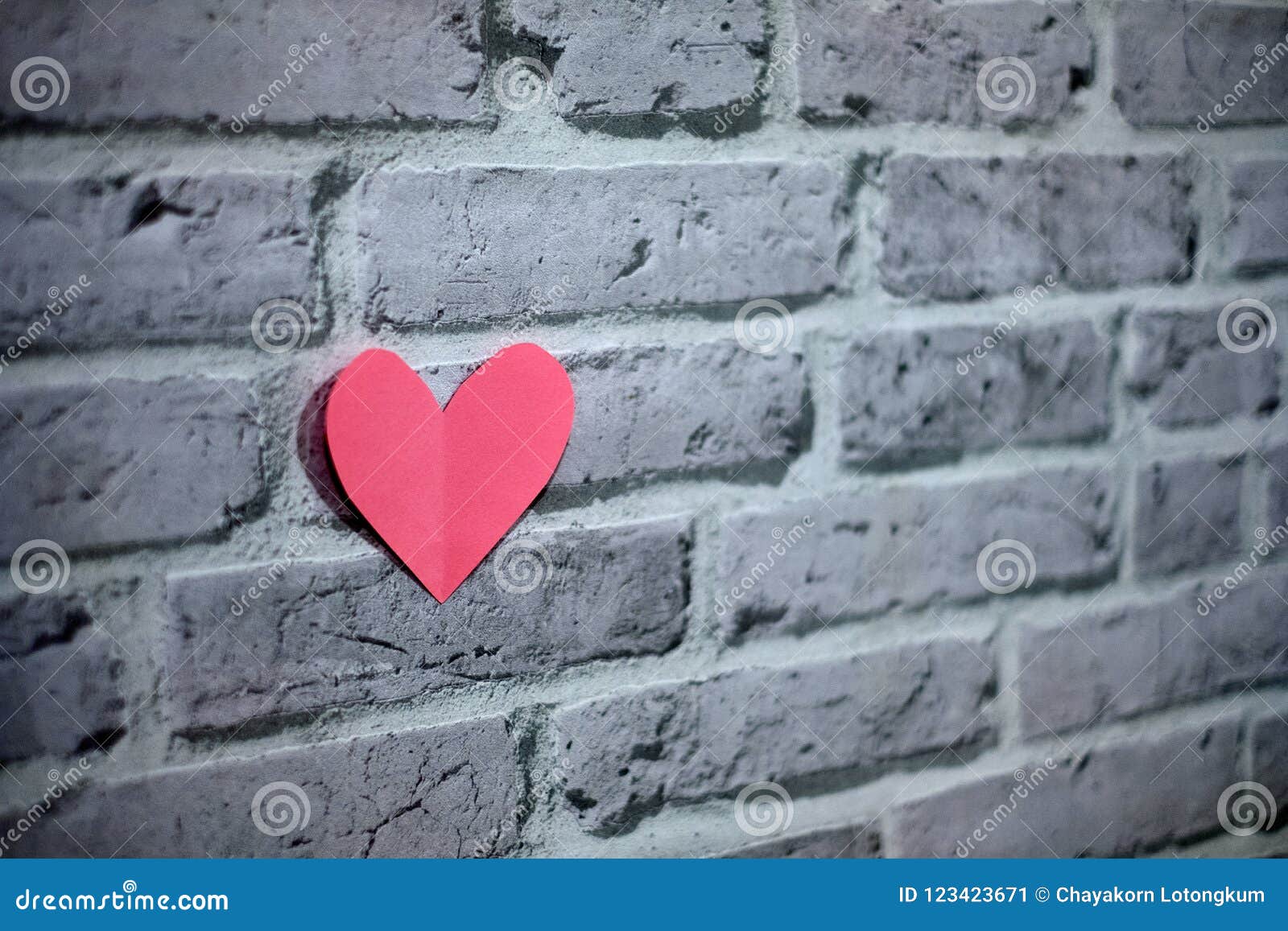 Gray Brick Wall with Mini Heart Stock Image - Image of decoration ...