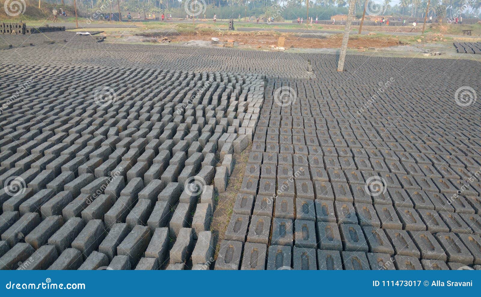 Gray bricks field stock image. Image of arranged, drying - 111473017