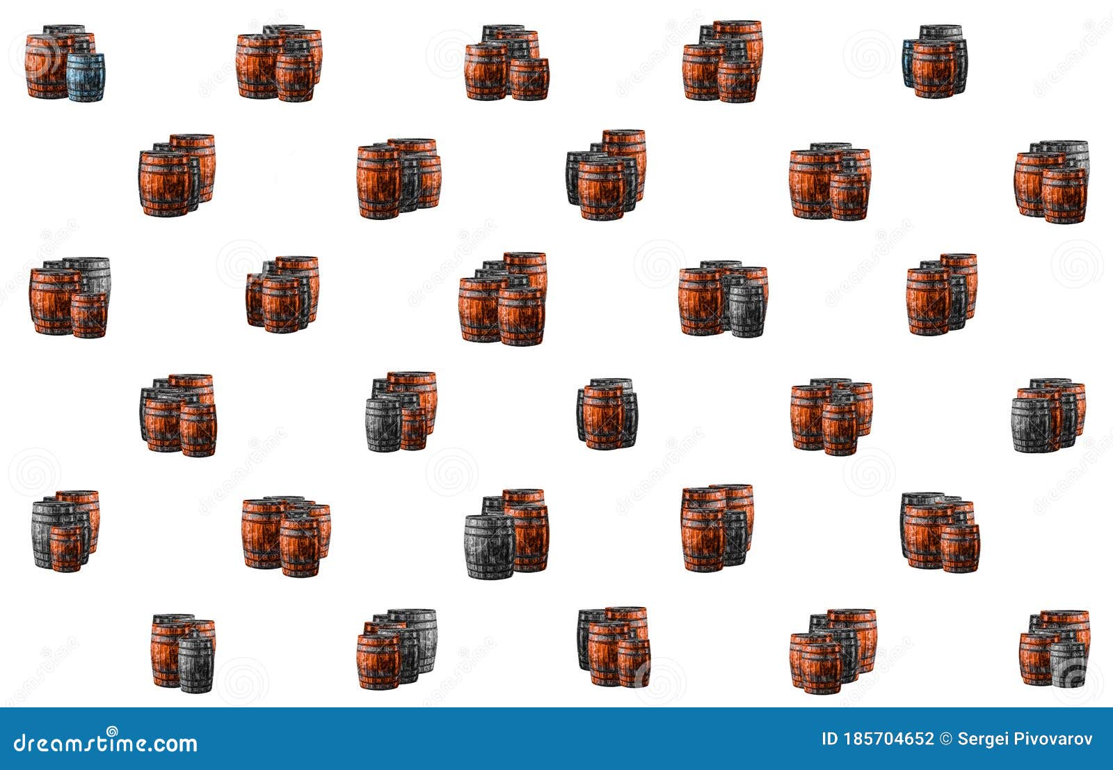 Gray and Brown Oak Barrels Assorted for Winemaking Stands on a White ...