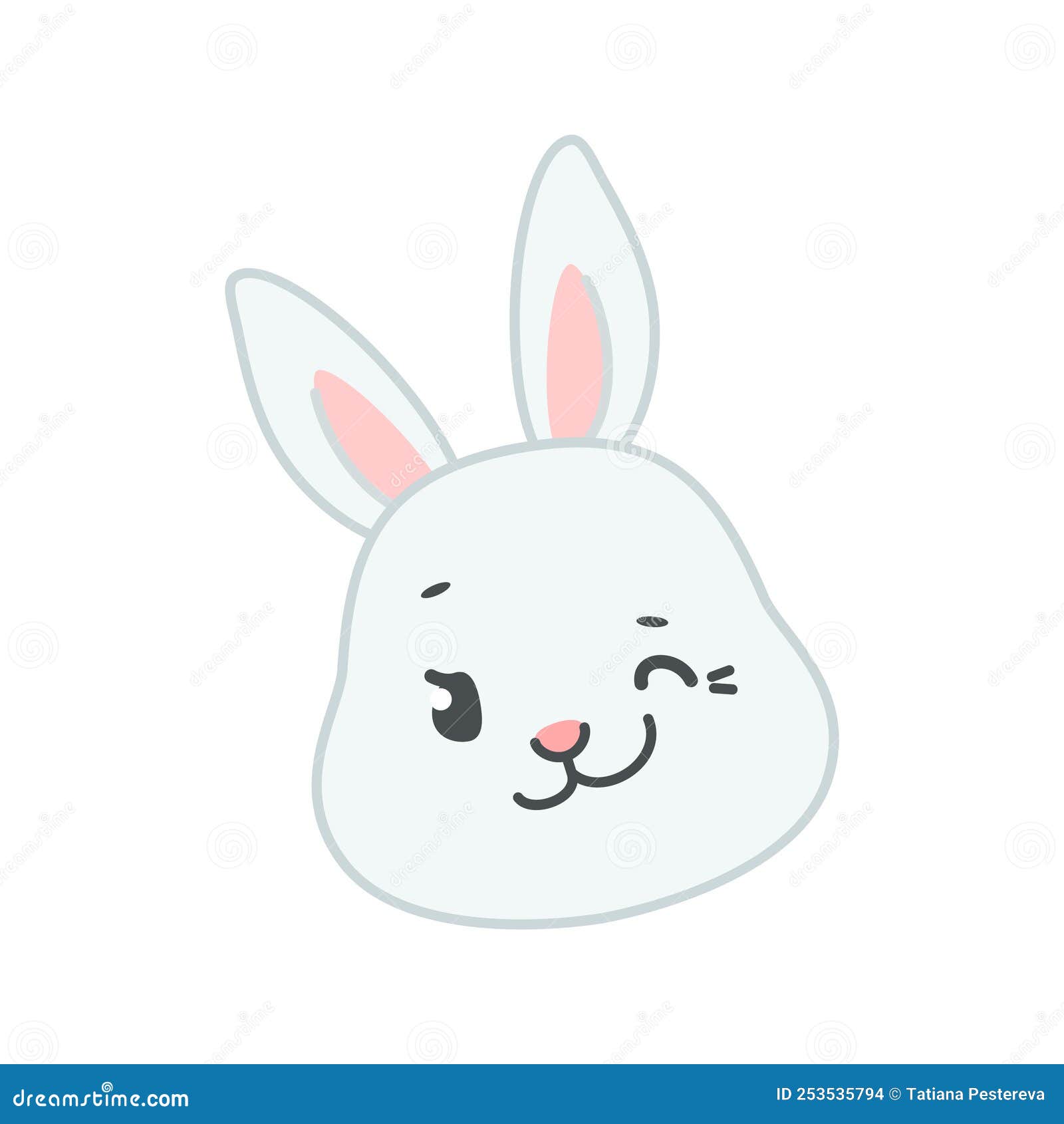Cute Smiling Bunny with Winking Eye Stock Vector - Illustration of ...