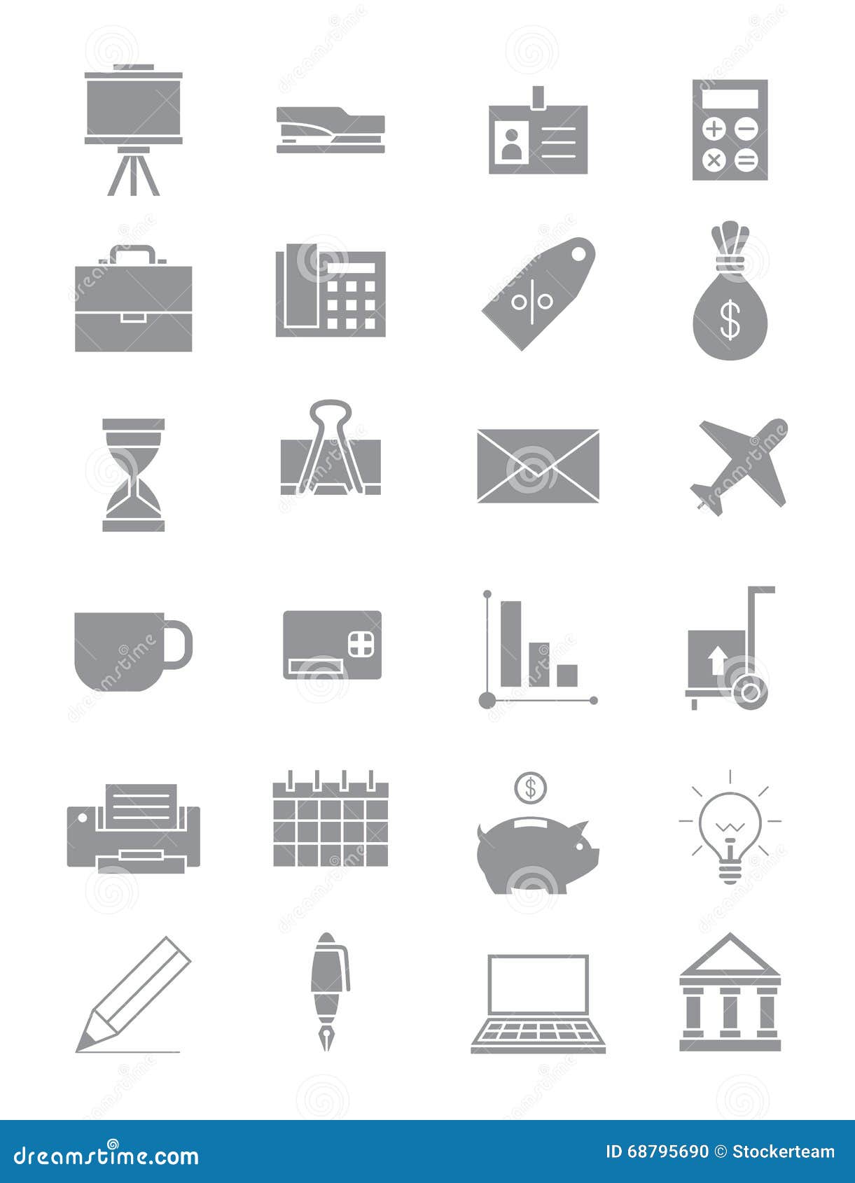 Gray business icons set stock vector. Illustration of mobile - 68795690