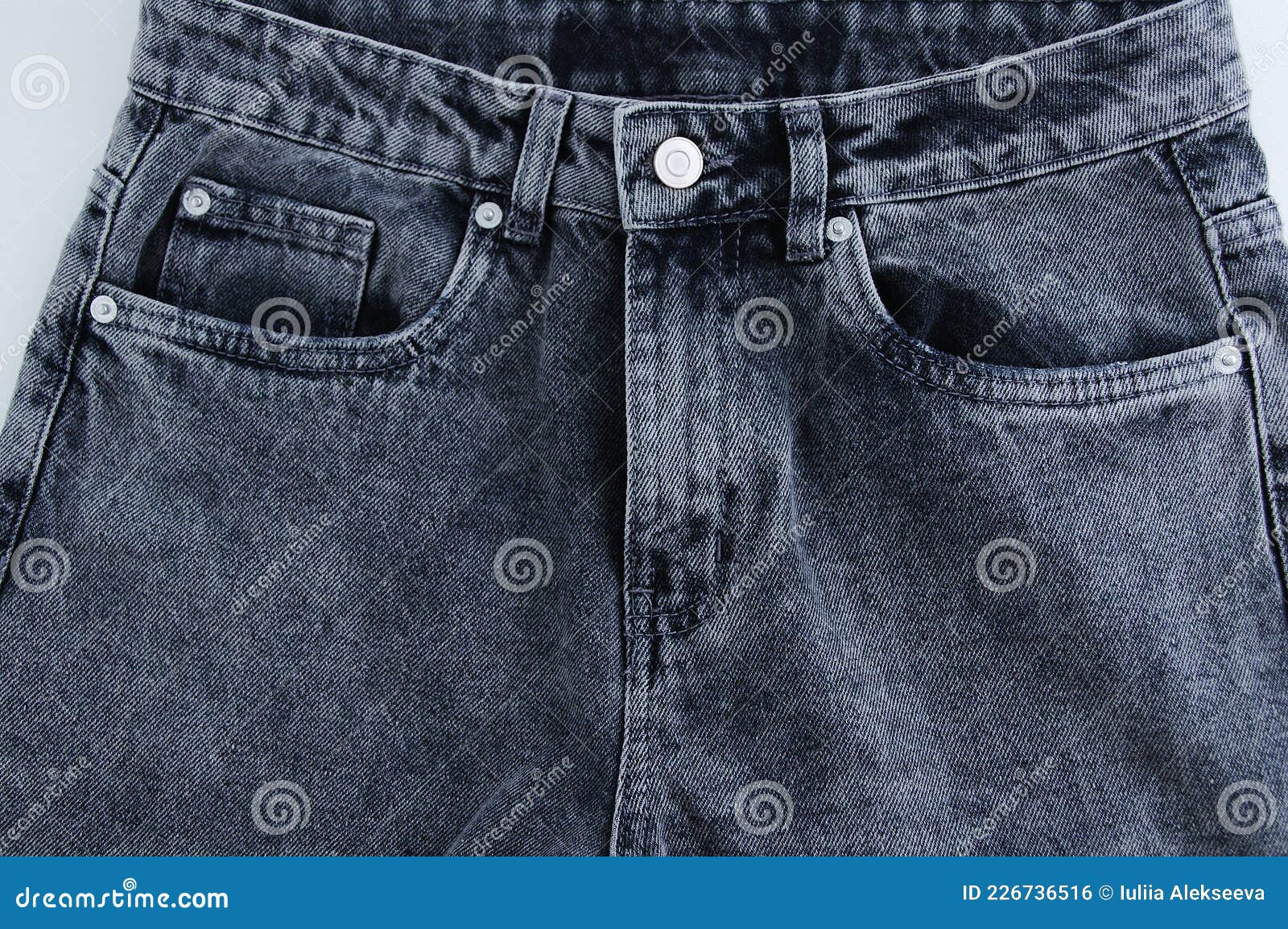 Gray Buttoned Jeans Front View Stock Photo - Image of casual, trousers ...