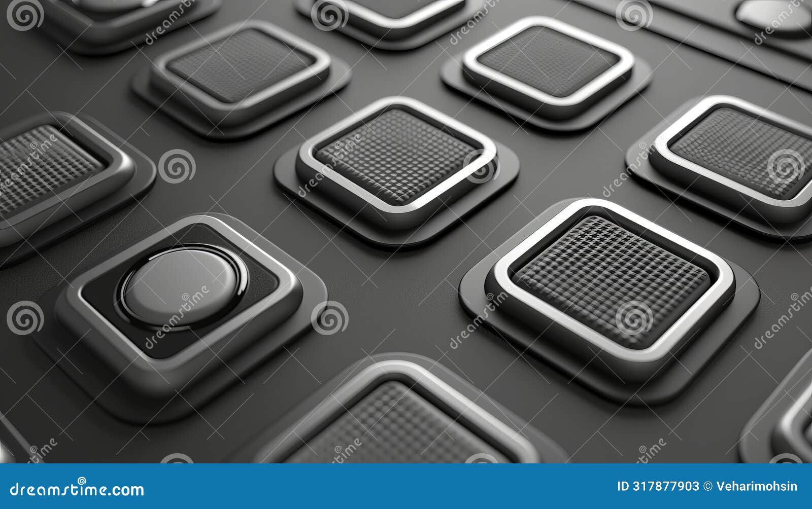 Gray Buttons User Interface. Stock Illustration - Illustration of ...