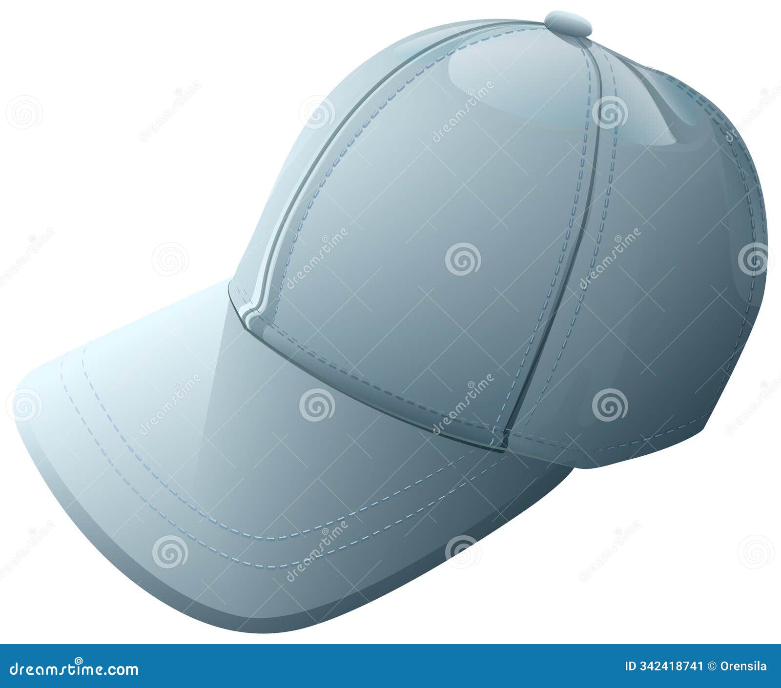 Gray Cap With Visor Blank Template Isolated On White Cartoon Vector ...