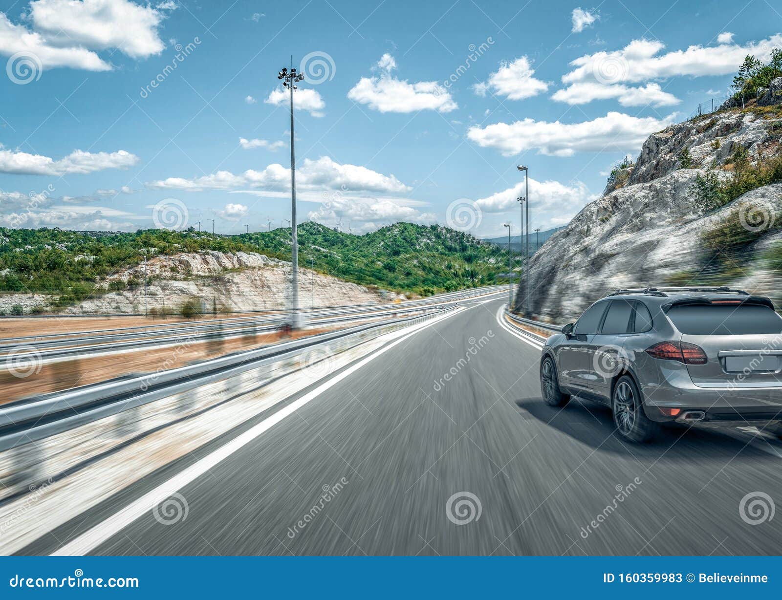 Gray car on the highway. stock image. Image of drive - 160359983