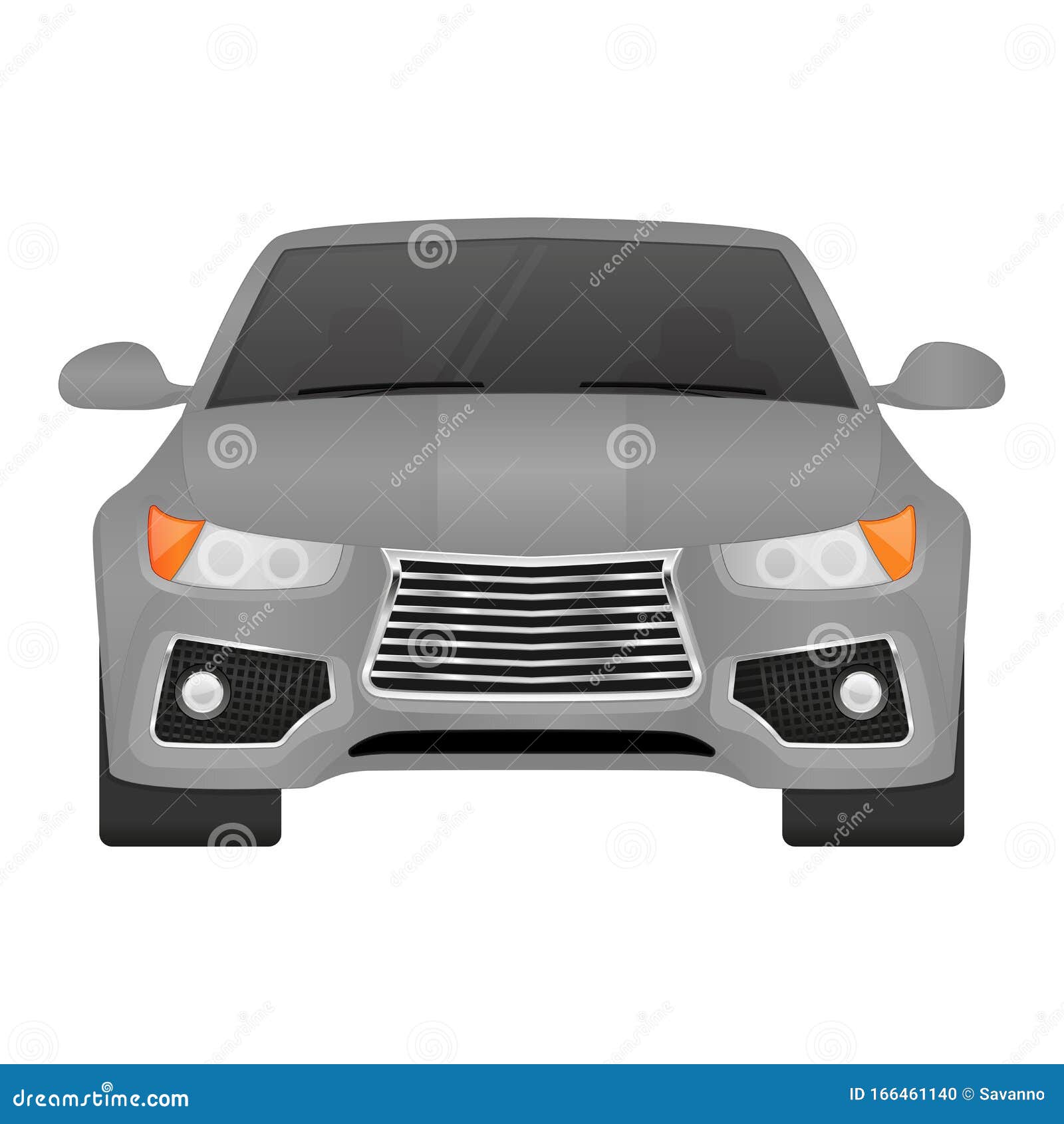 Gray car. Front view stock vector. Illustration of automobile - 166461140