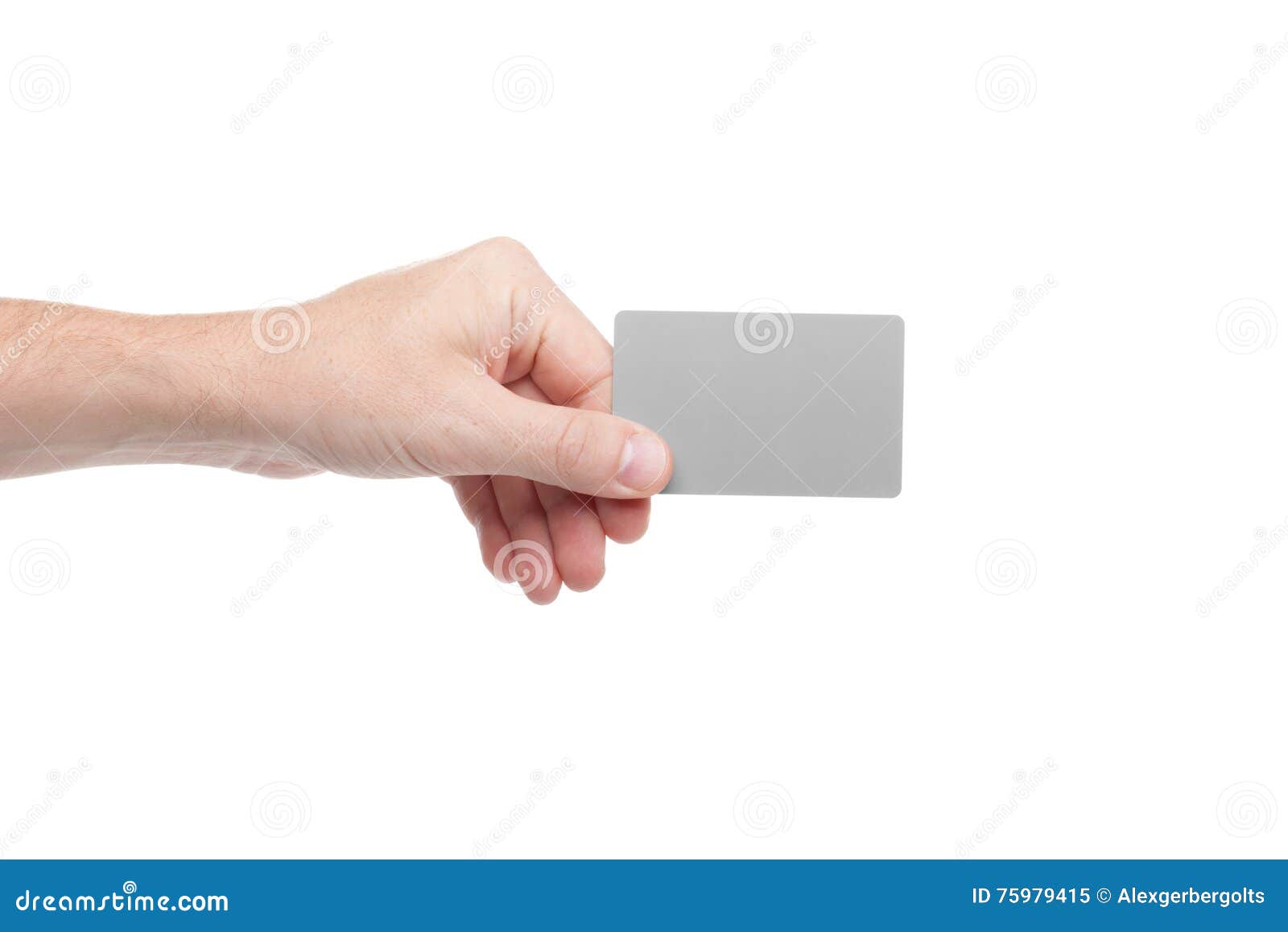 Gray Card in a Human Hand Isolated on White Background Stock Image ...