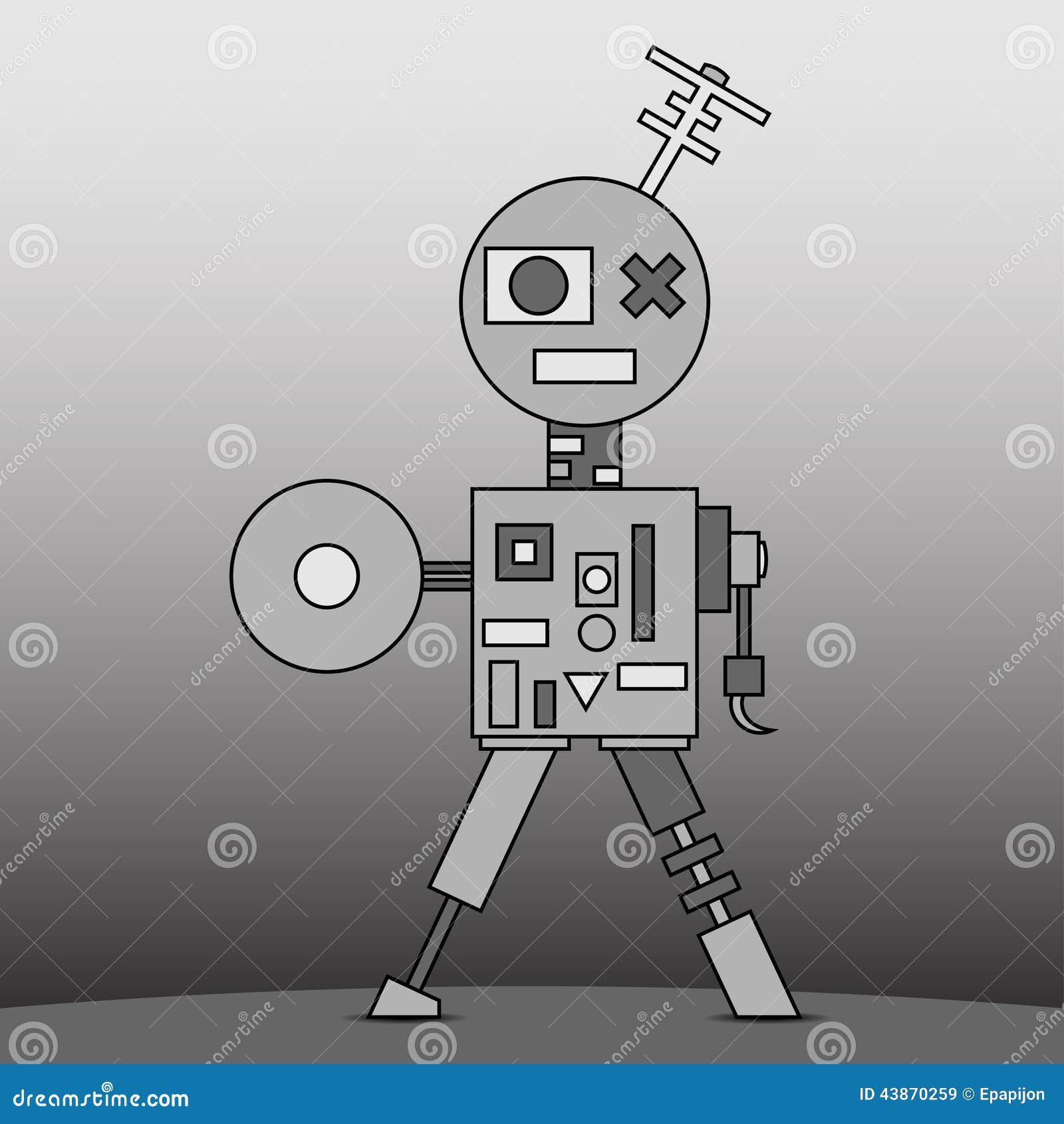 Gray cartoon robot stock vector. Illustration of control - 43870259