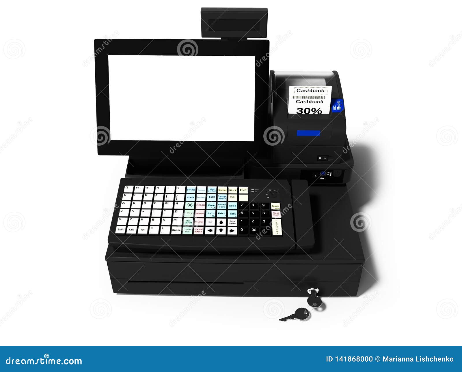 Gray Cashier With Cashback Function 30 Percent When Printing Check 3d ...