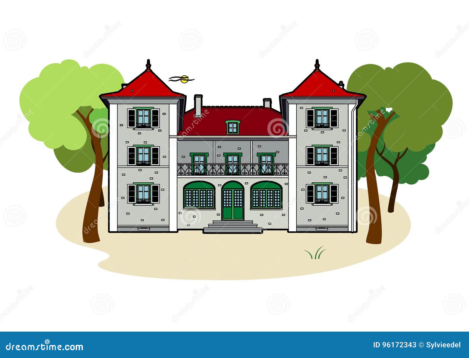 Gray castle stock vector. Illustration of cottage, tower - 96172343