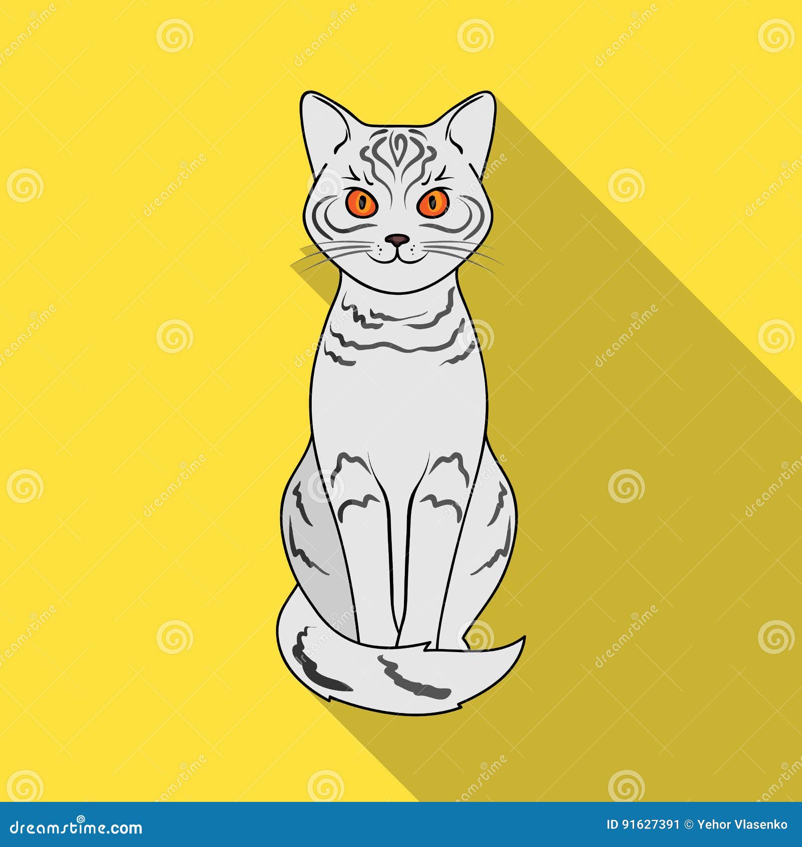 Gray Cat.Animals Single Icon in Flat Style Vector Symbol Stock ...