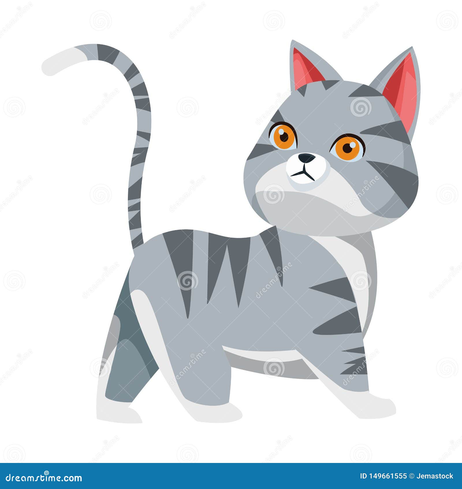 Gray Cat Icon Cartoon Isolated Stock Vector - Illustration of tabby ...