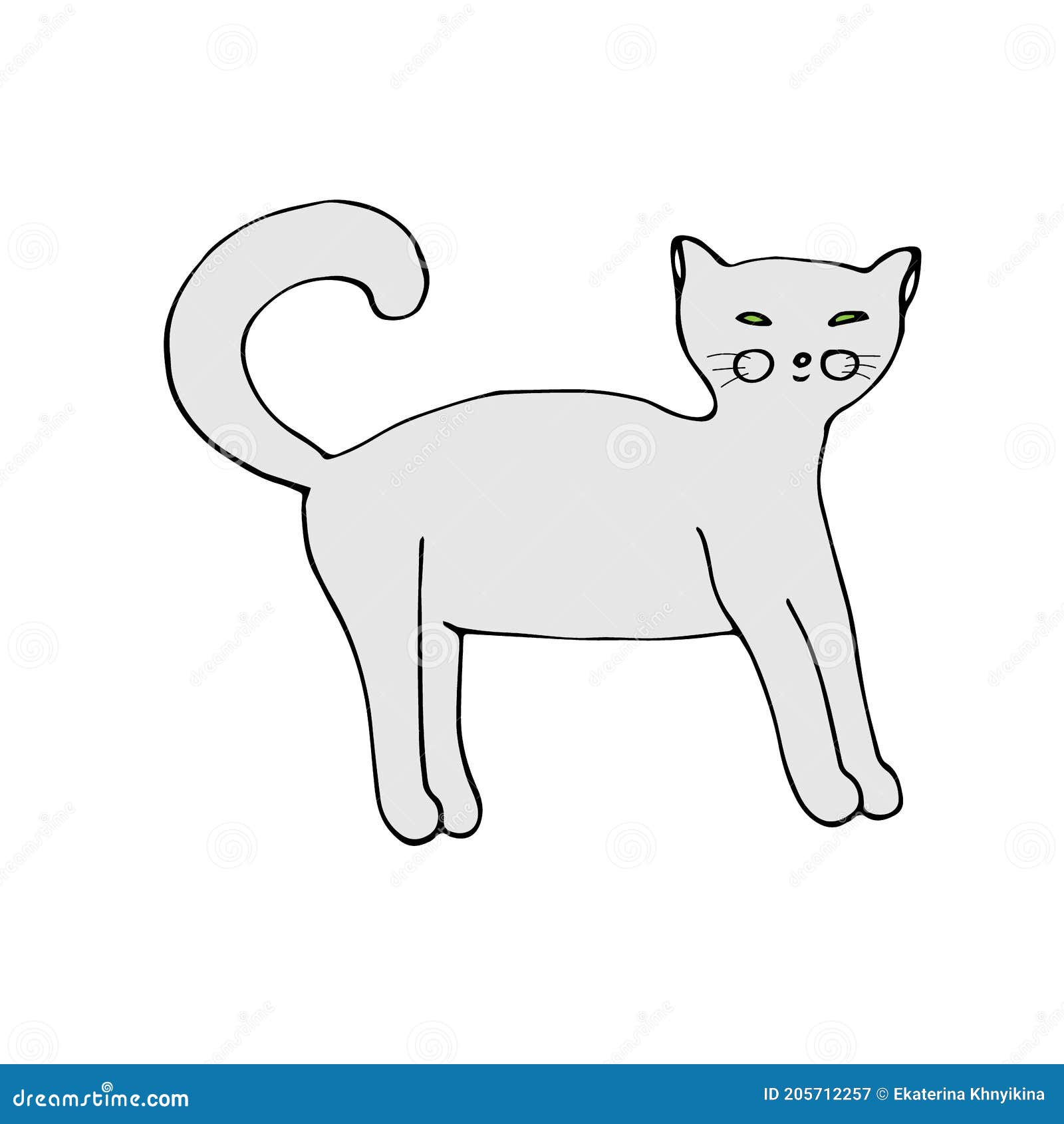 Gray Cat, Vector Illustration, Doodle, Hand Drawing Stock Illustration ...