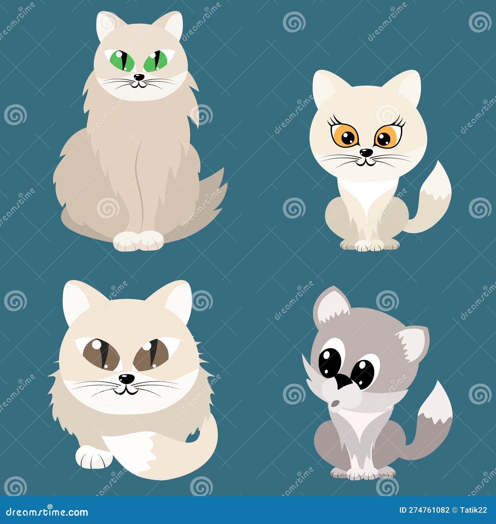 Gray Cats, Set. Vector Illustration Stock Vector - Illustration of ...