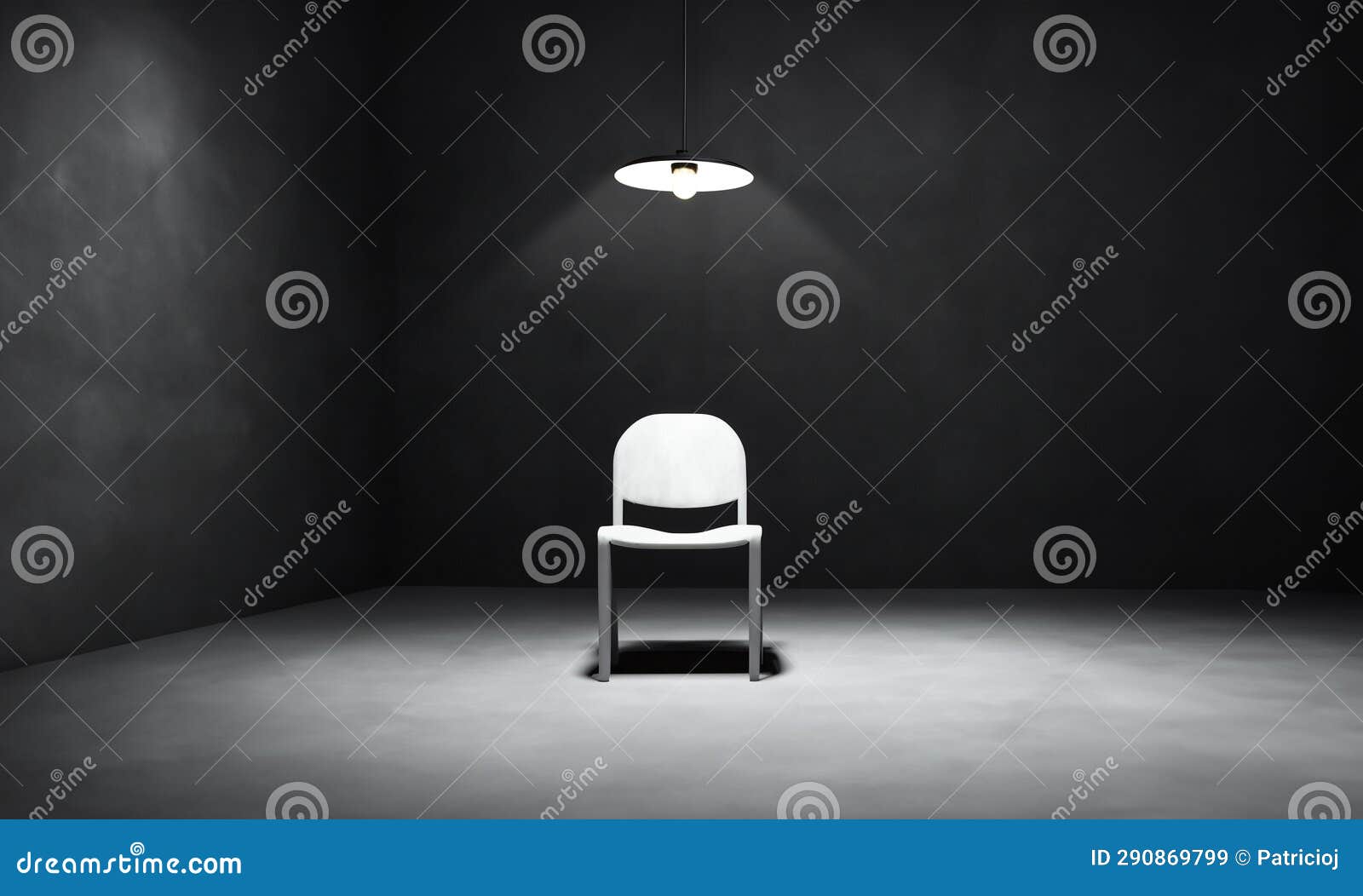 An Empty Concrete Interrogation or Torture Room with a Chair and ...