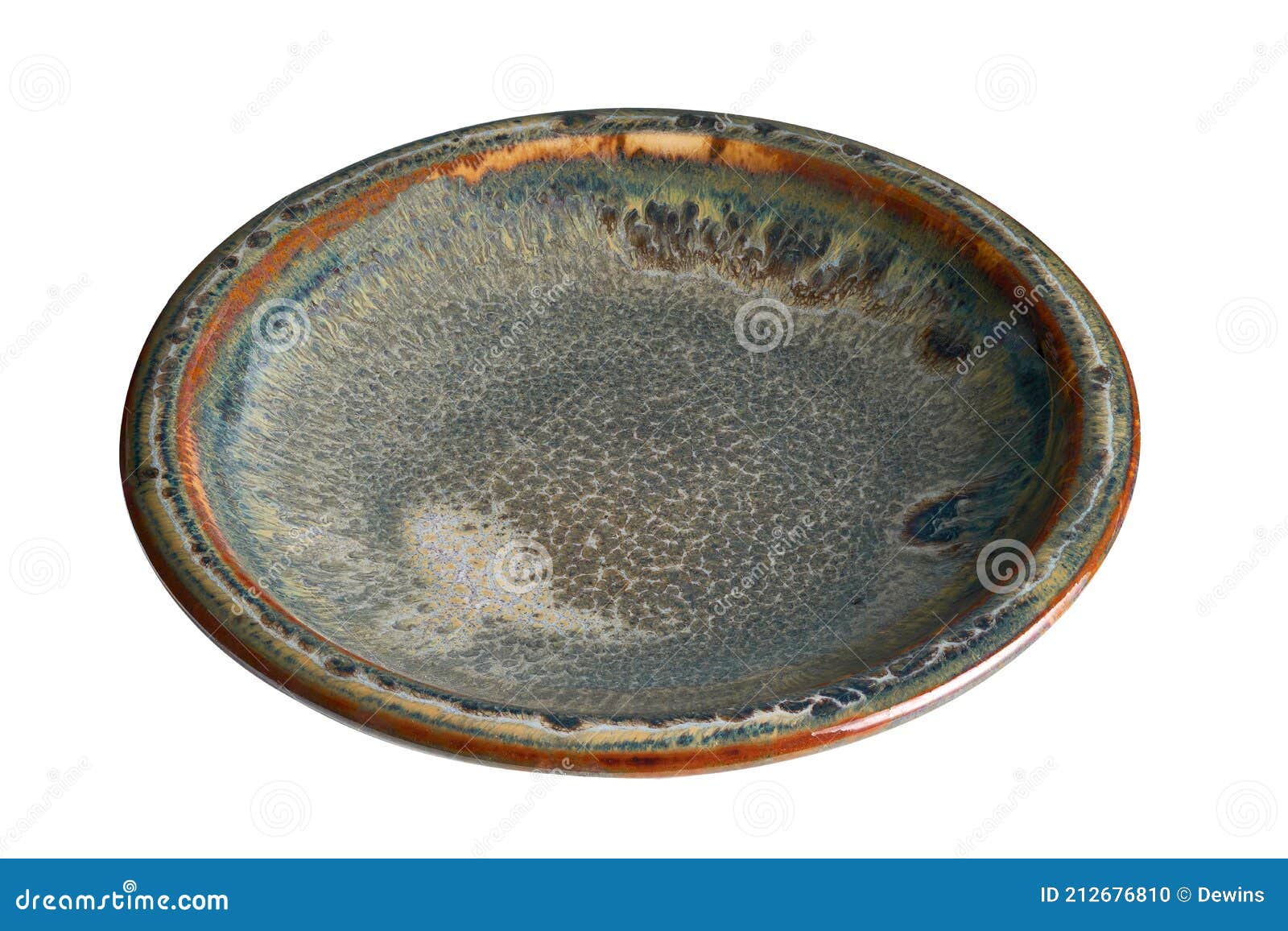 Gray Ceramic Plate, Empty Plate with Vintage Texture, Isolated on White ...