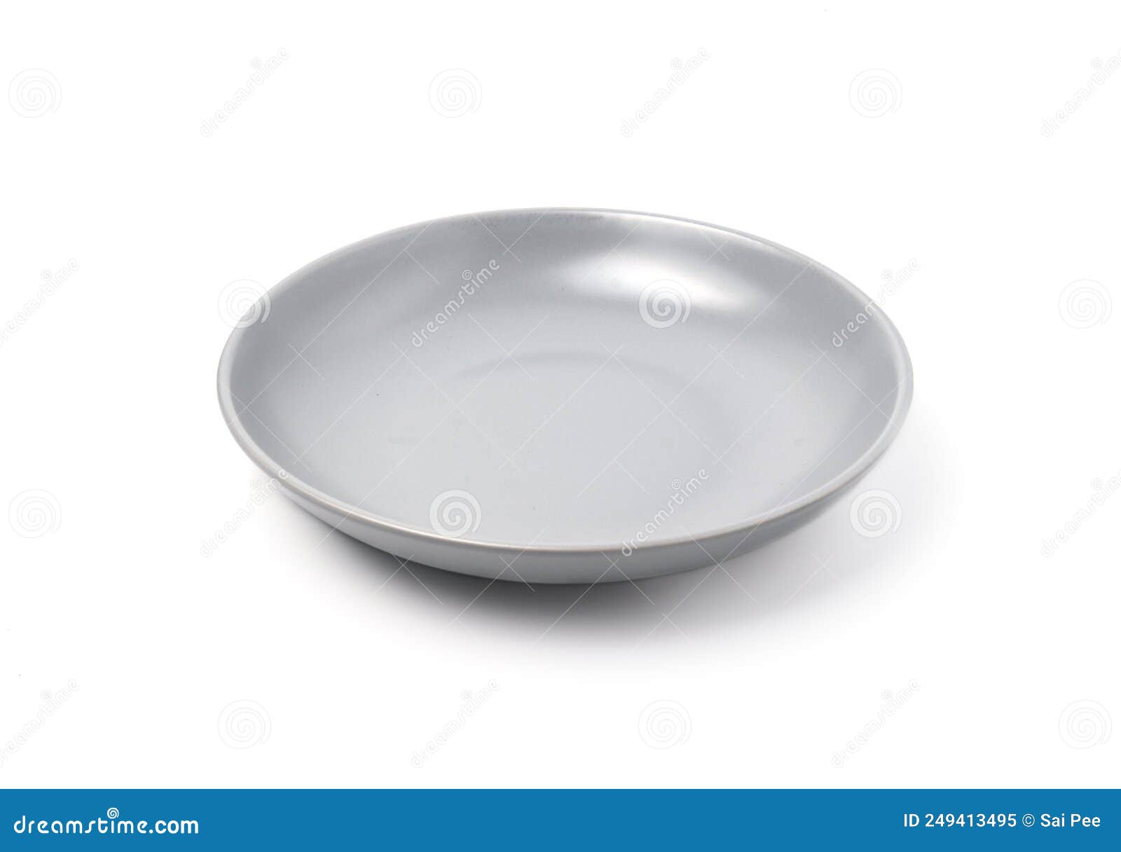 Gray Ceramic Plate Isolated on White Background Stock Image - Image of ...