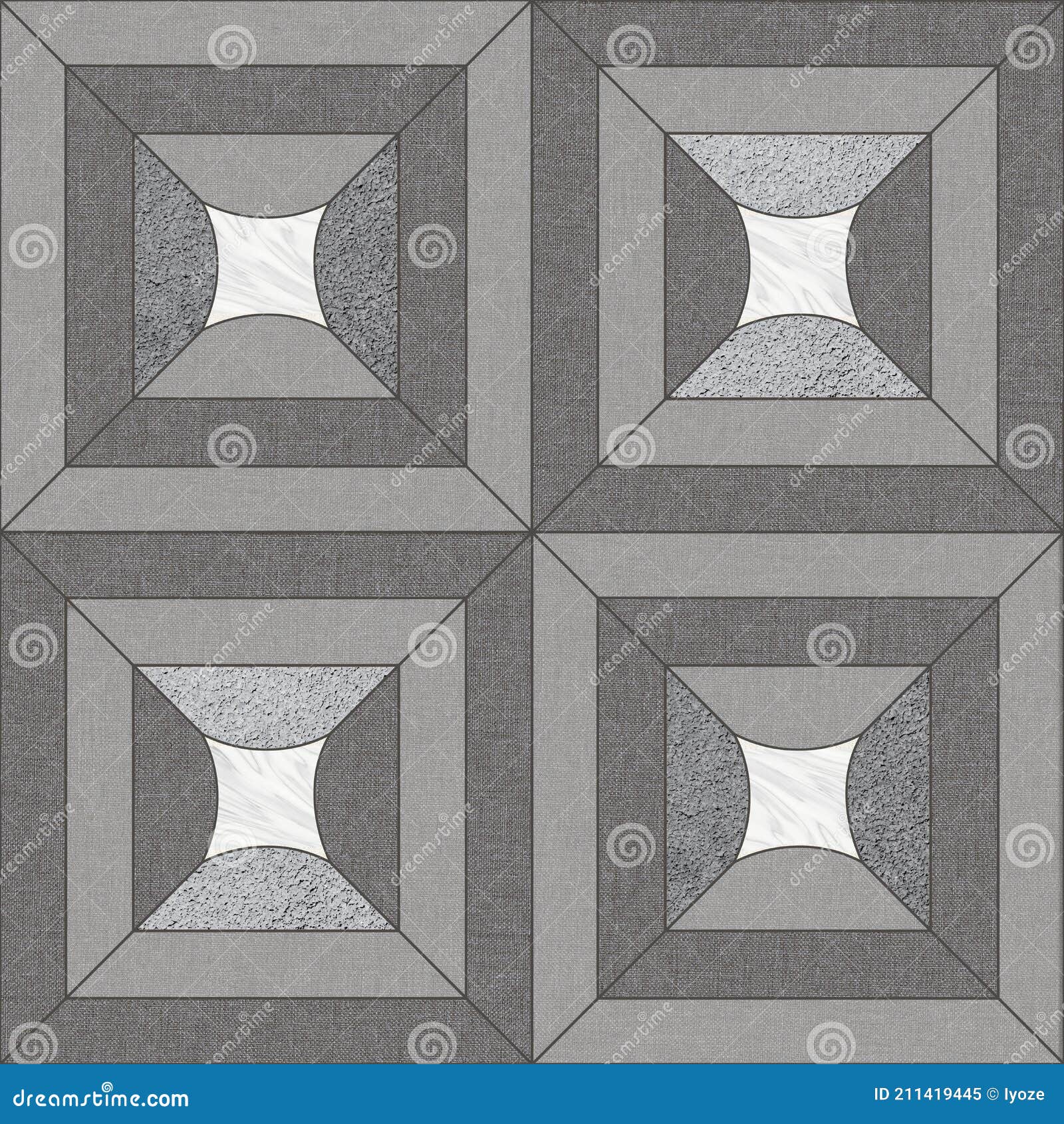 Gray Ceramic Tile with Geometric Pattern for Wall and Floor Decoration ...
