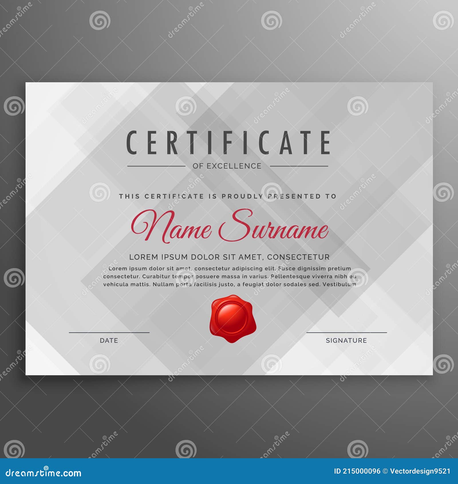 Gray Certificate Design Template Vector Background Stock Vector ...