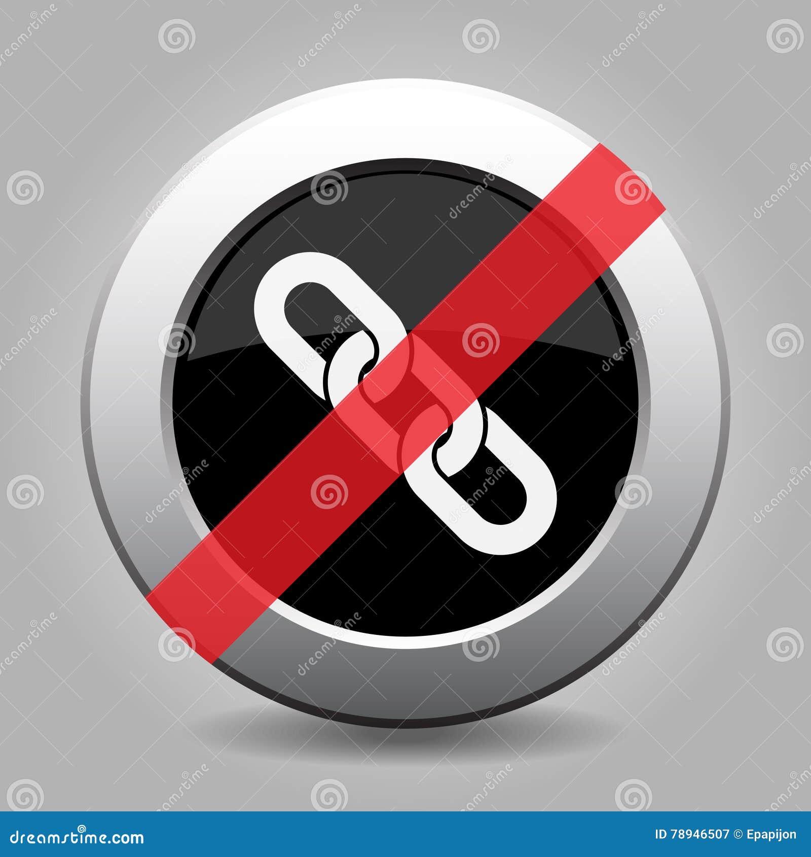 Gray Chrome Button - No Hanging Chain Stock Vector - Illustration of ...