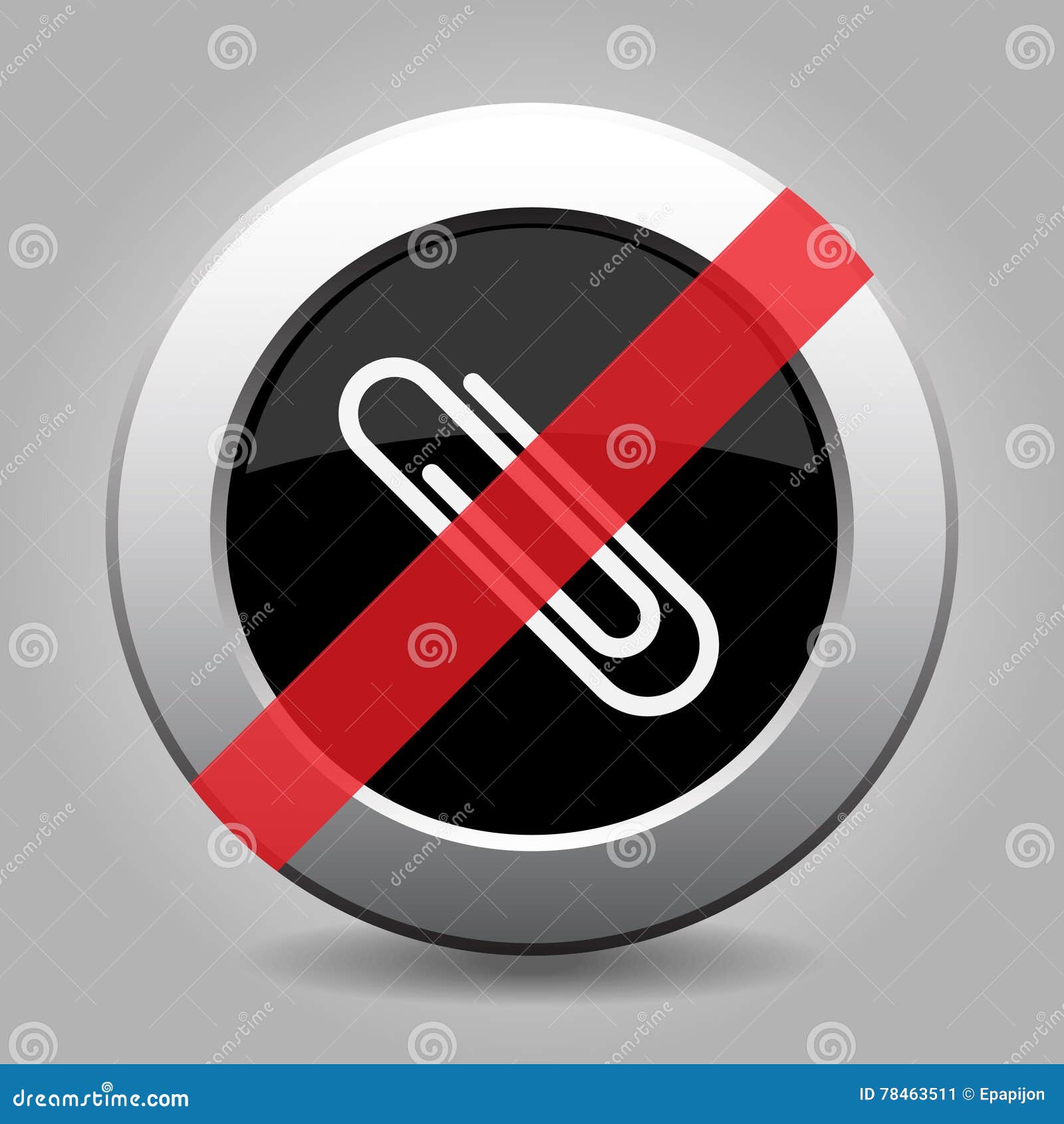 Gray Chrome Button - No Paper Clip Stock Vector - Illustration of gray ...
