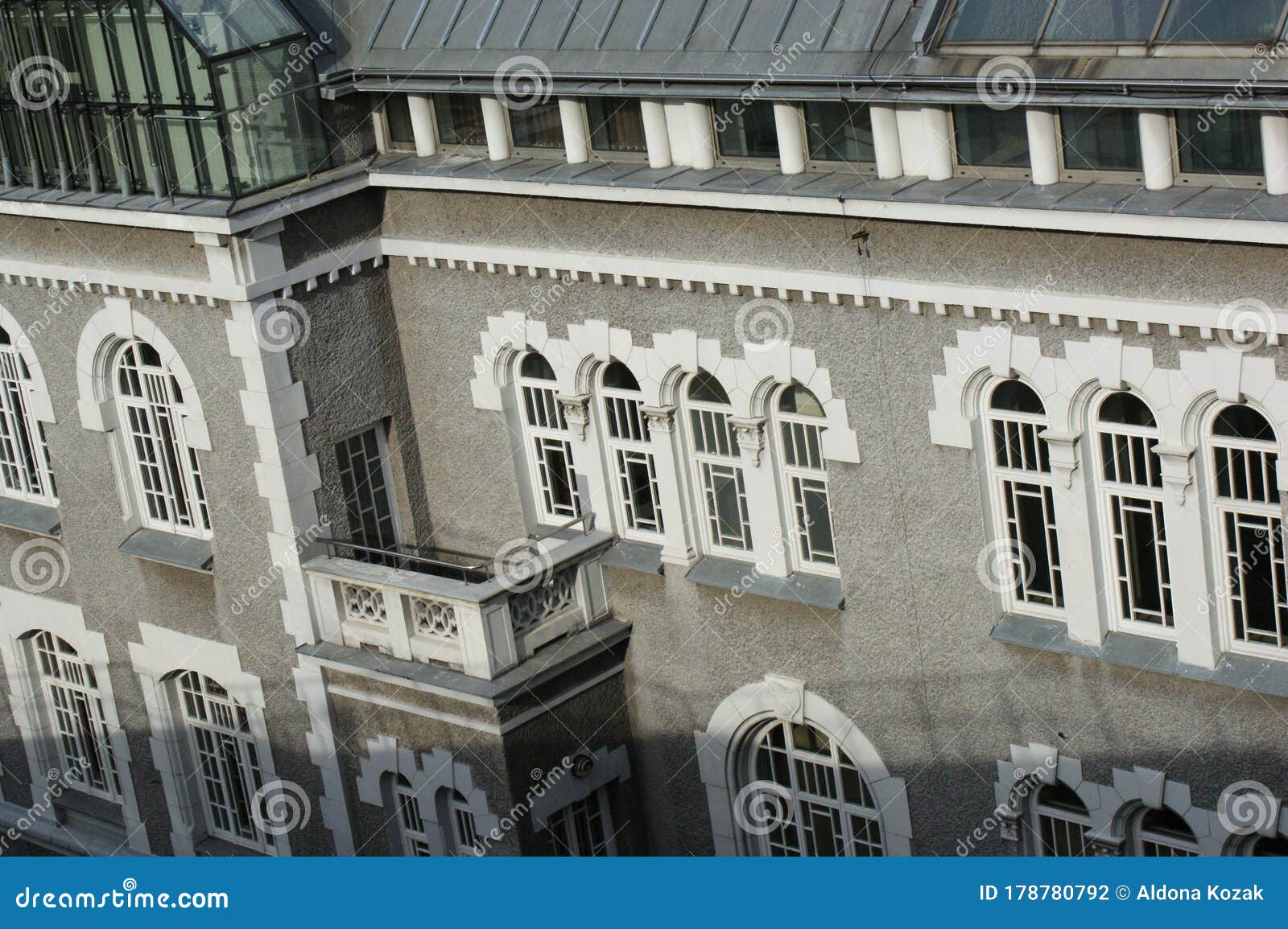 Gray Church Building with Modern White Windows Stock Photo - Image of ...