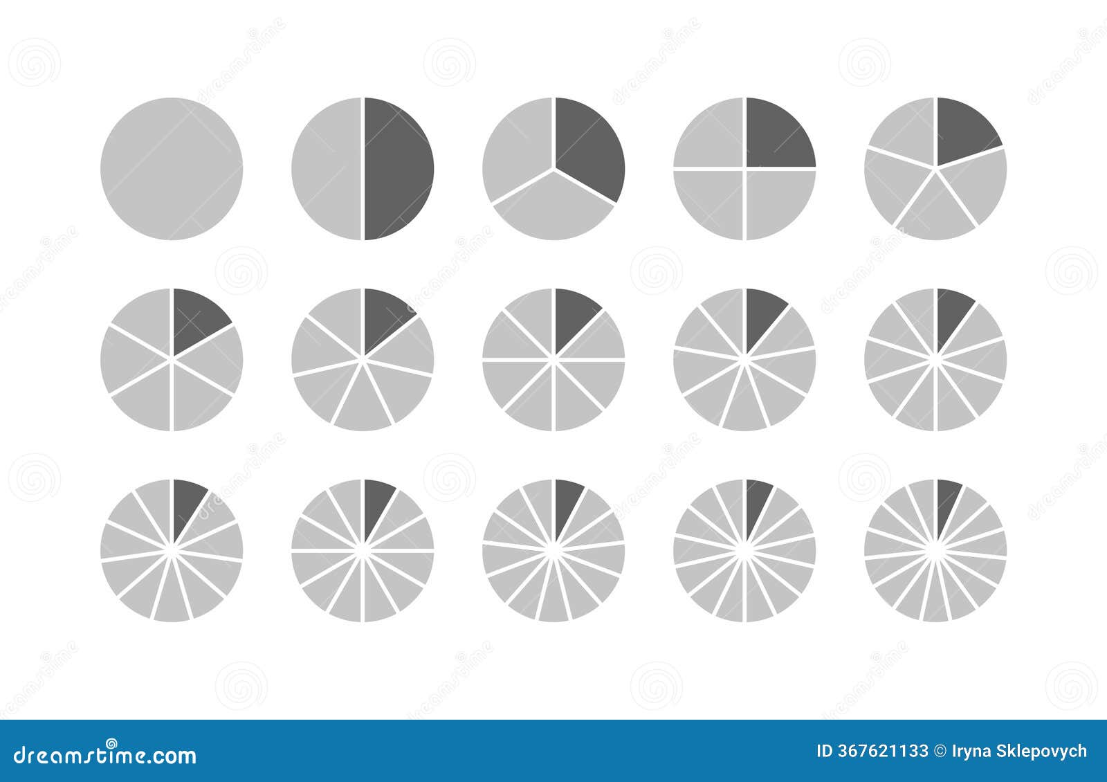 Gray Circle Chart. Circular Structure Divided Into Pieces. Round ...