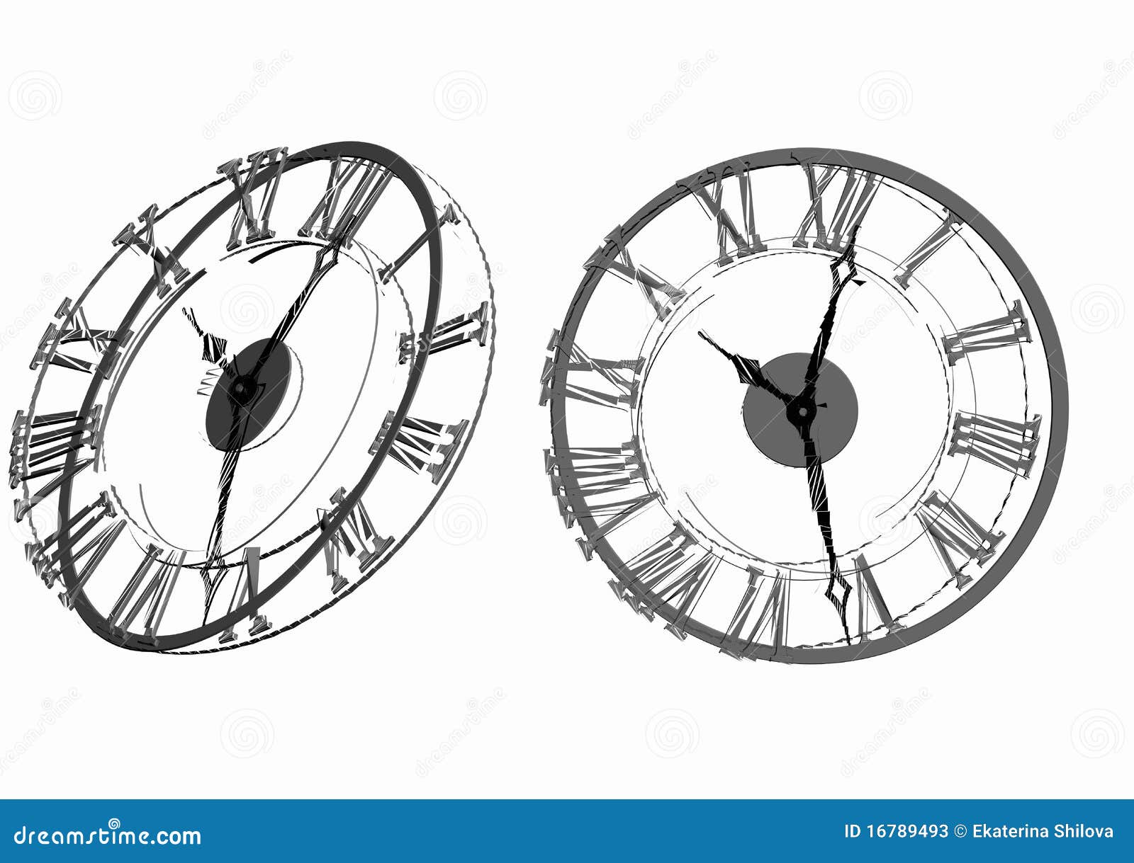 Gray Clock on White Background Stock Illustration - Illustration of ...