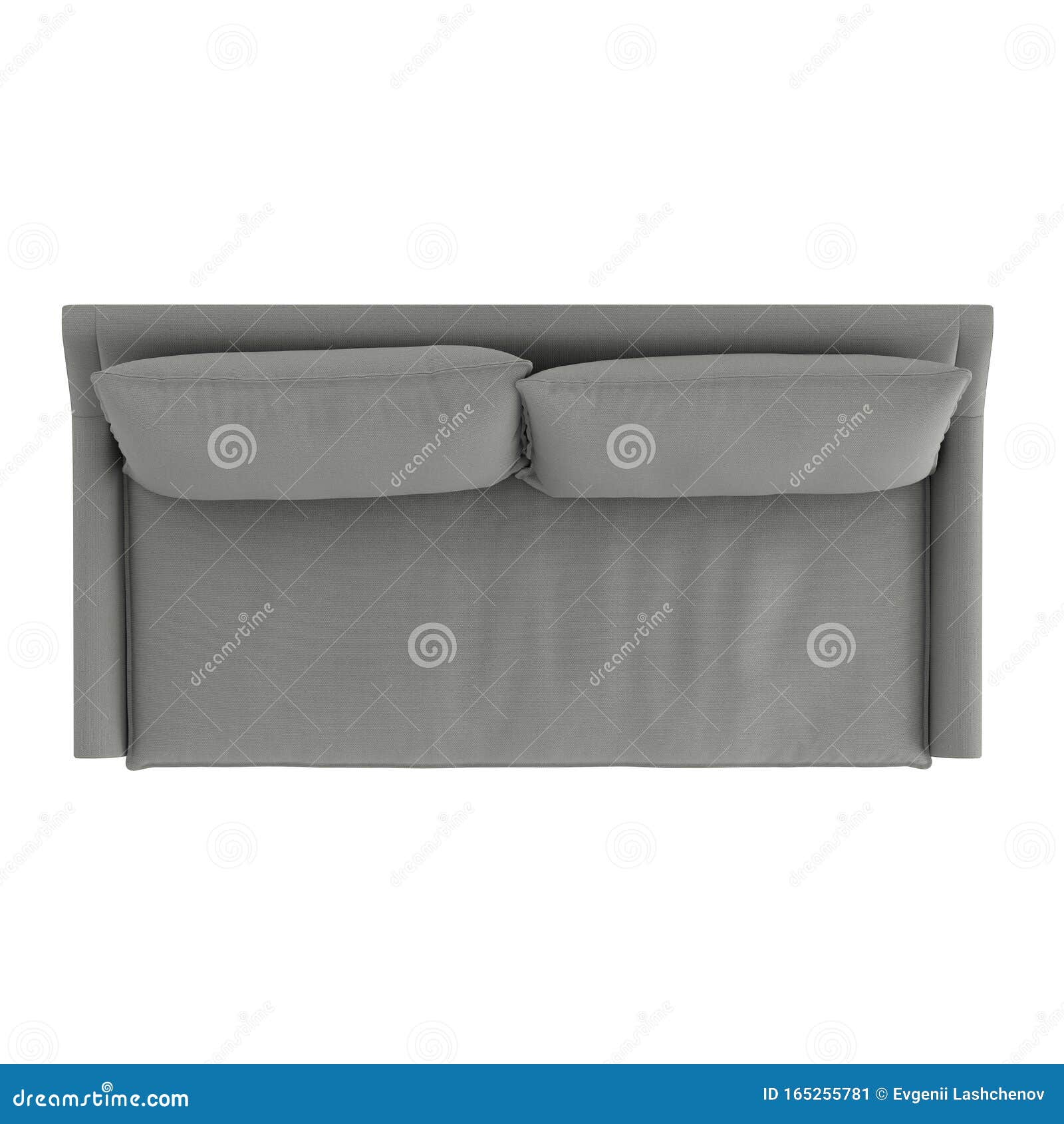 Gray Cloth Sofa Top View on an Isolated Background. 3d Rendering Stock ...